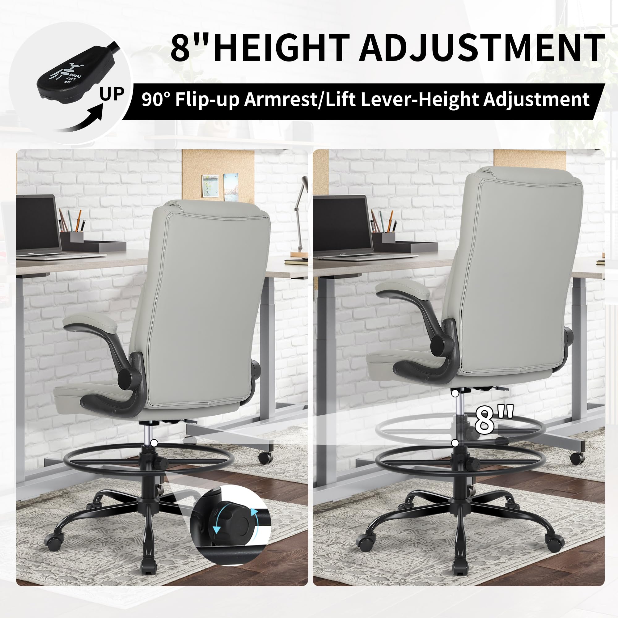 Snapklik.com : Modern Drafting Chair, Tall Office Chair For Standing ...