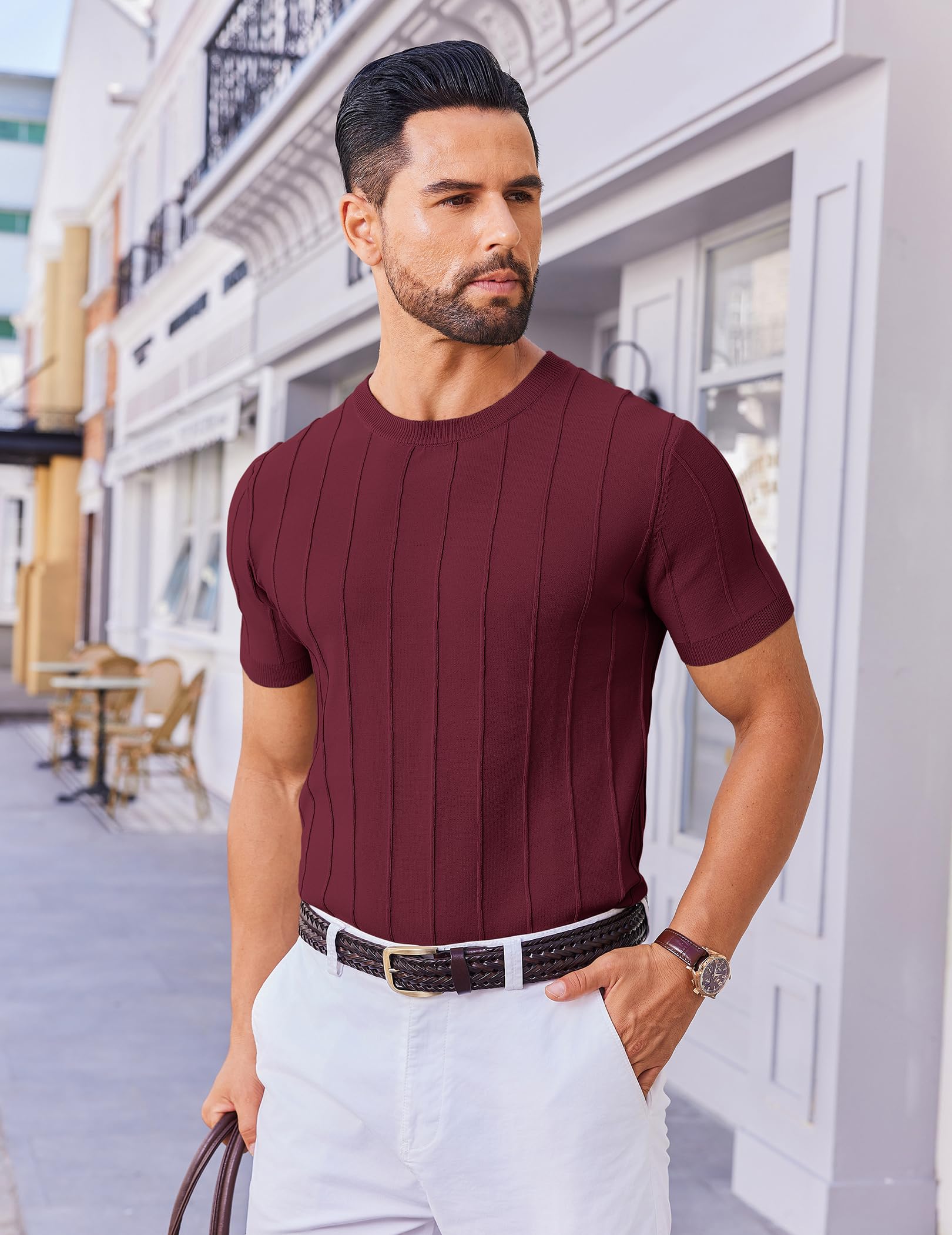 Snapklik.com : Mens Knit Shirt Casual Short Sleeve Crew Neck T Shirts ...