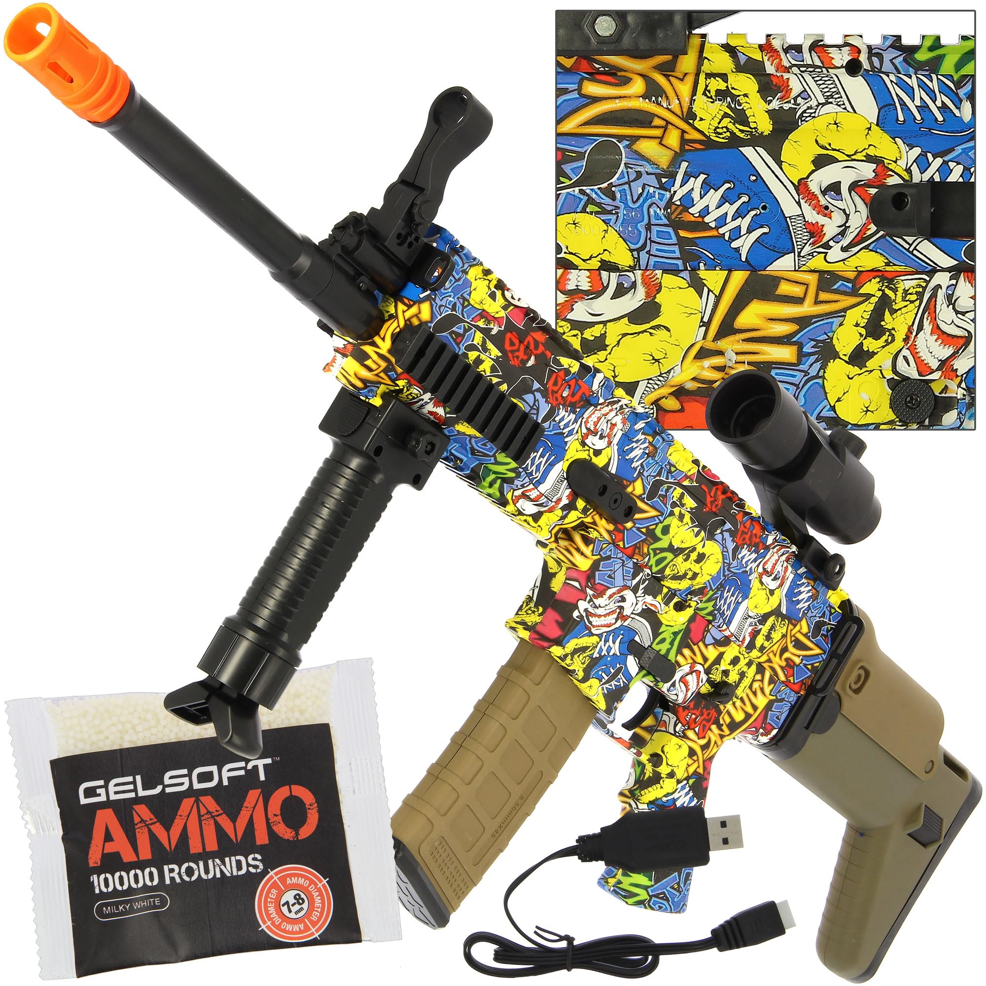 Elite Scar Gell Ball Blaster Water Bullet Gun Fully Auto Magazine Fed ...