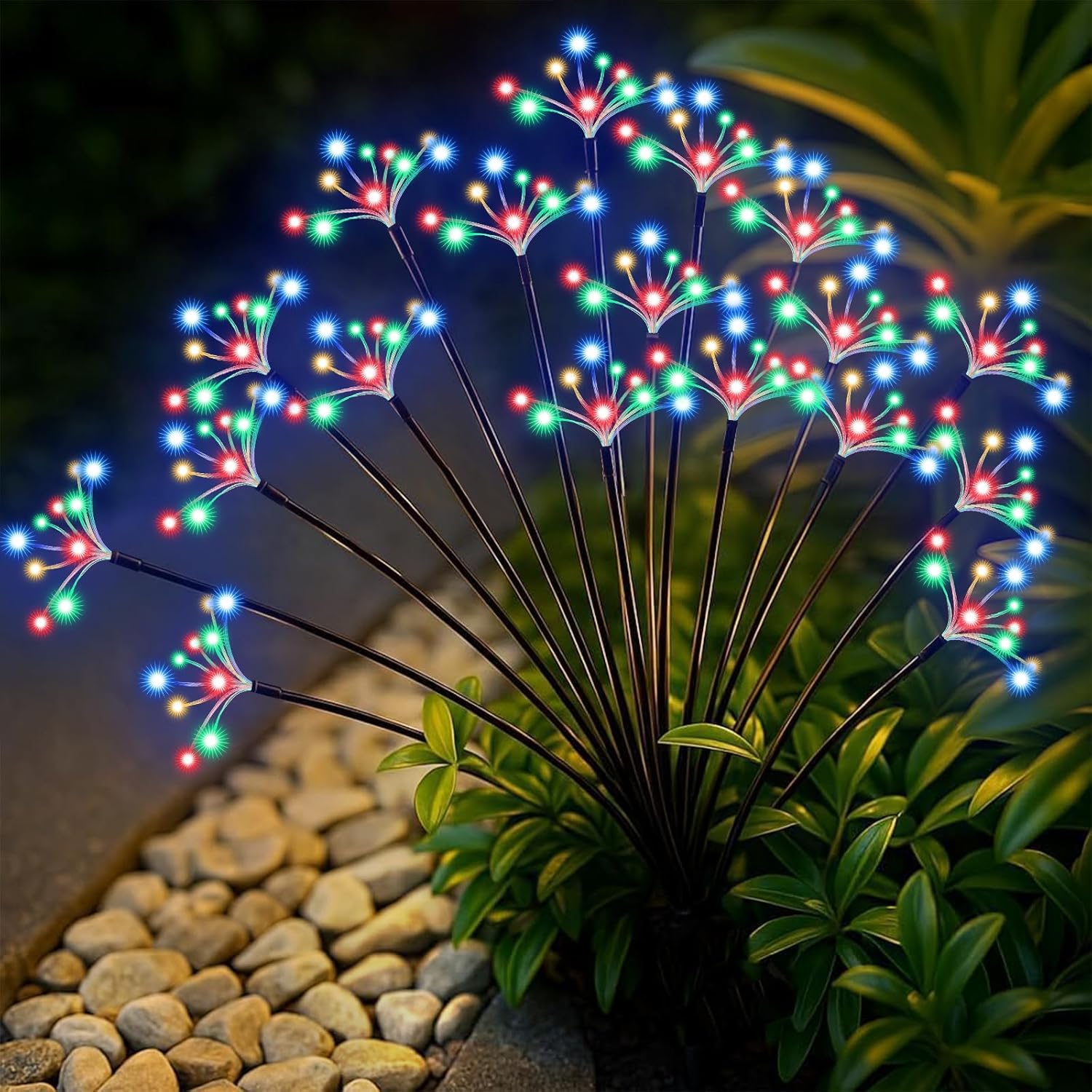 Solar Garden Lights 2 Pack Waterproof Solar Swaying Starburst Light ...