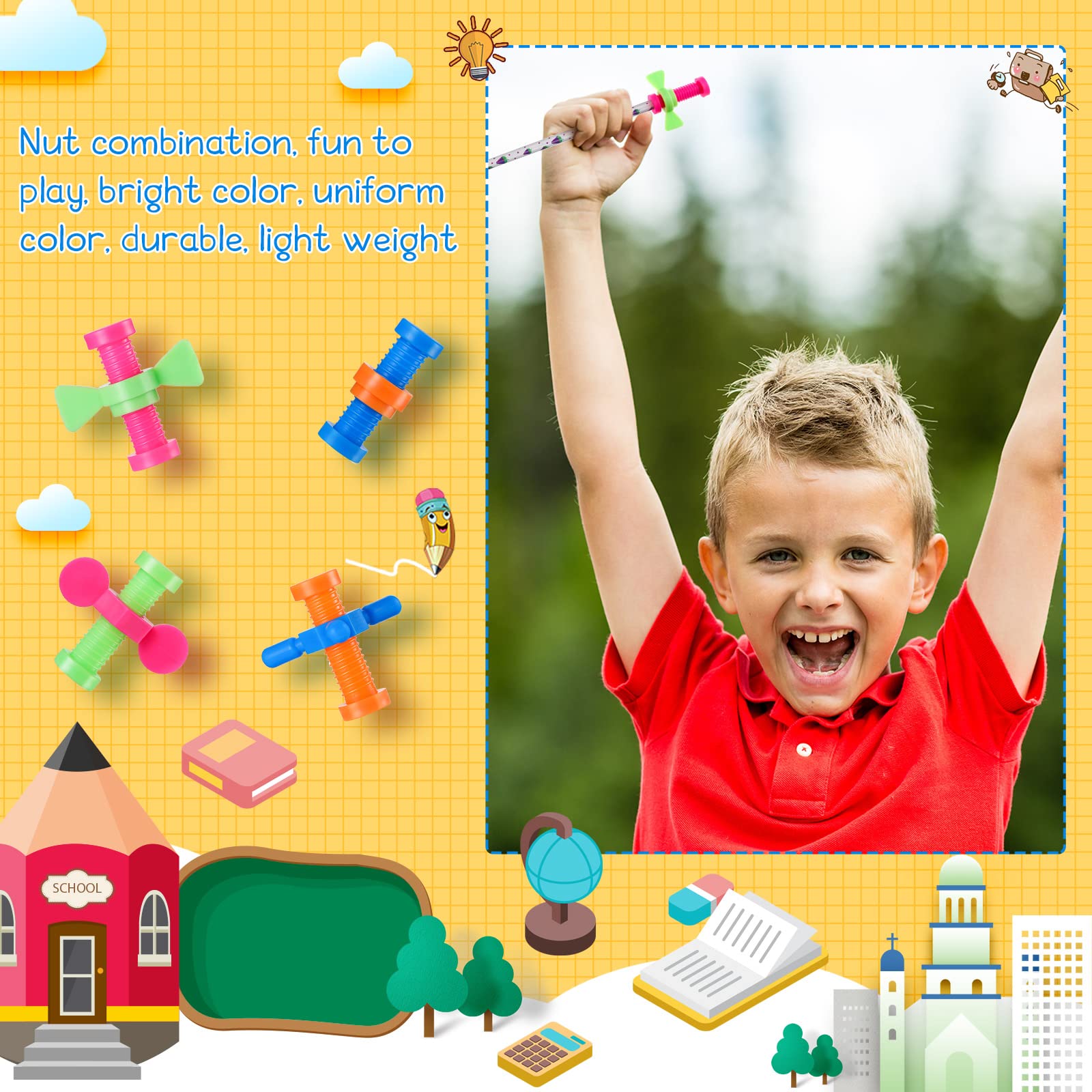 Snapklik.com : 24 Pieces Fidget Pencil Topper Plastic Pencil Fidgets ...