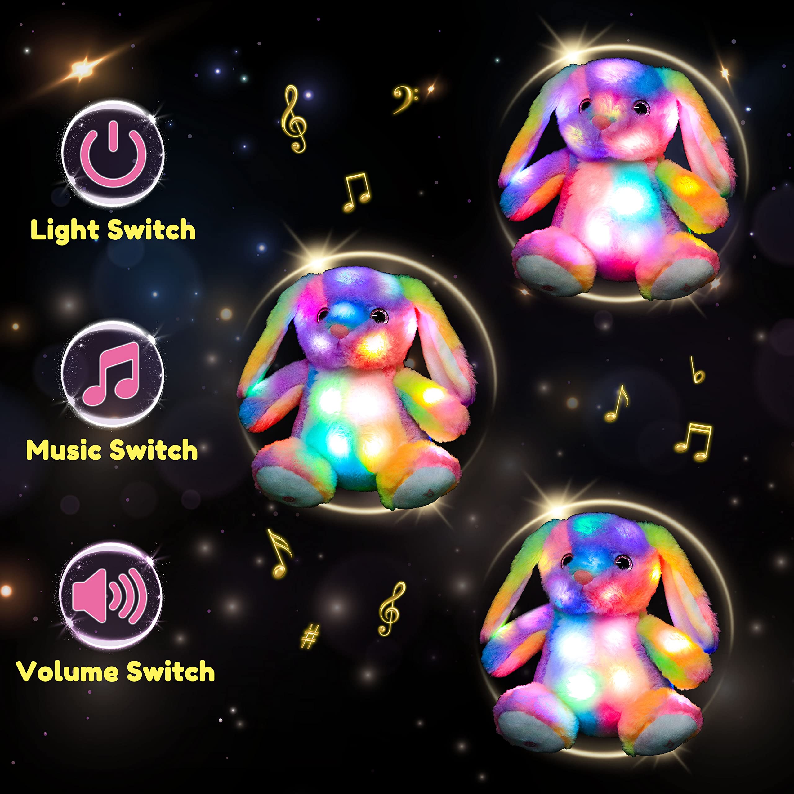 Snapklik.com : Hopearl LED Musical Stuffed Bunny Colorful Lighting Up ...