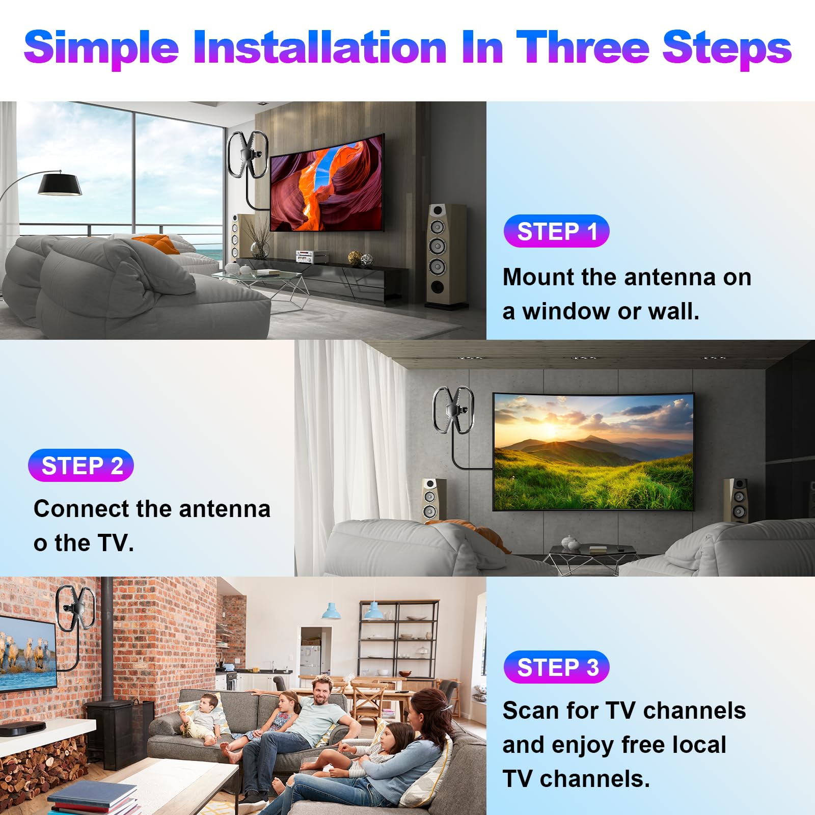 3100 Mile Range HDTV Antenna Long Range Outdoor TV Antenna For 2 TVs ...