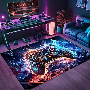 Amazon.com: Gaming Area Rug Teen Boys Carpet, Colorful Gamepad ...