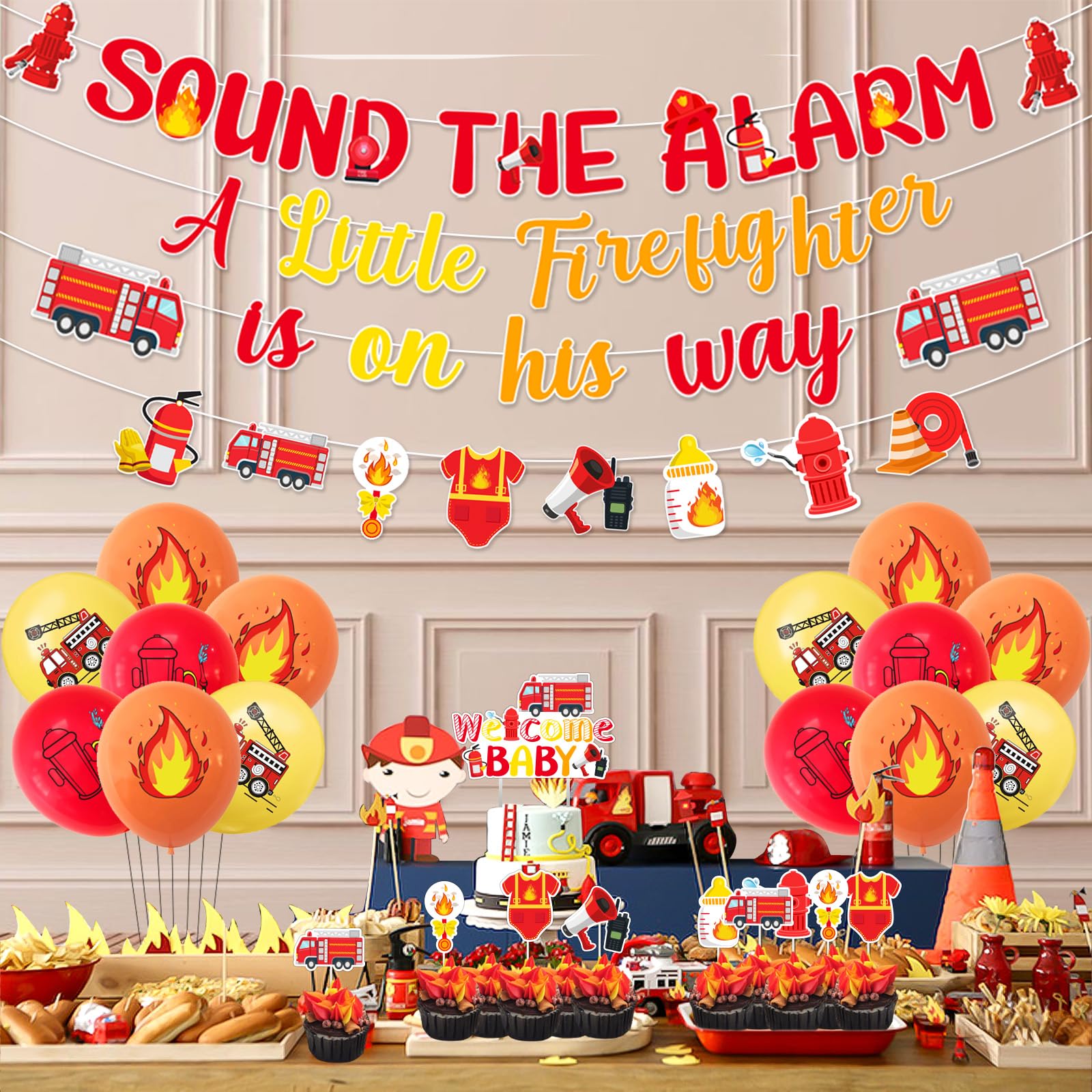 Firefighter Baby Shower Fire Truck Baby Shower Invitation Set Little