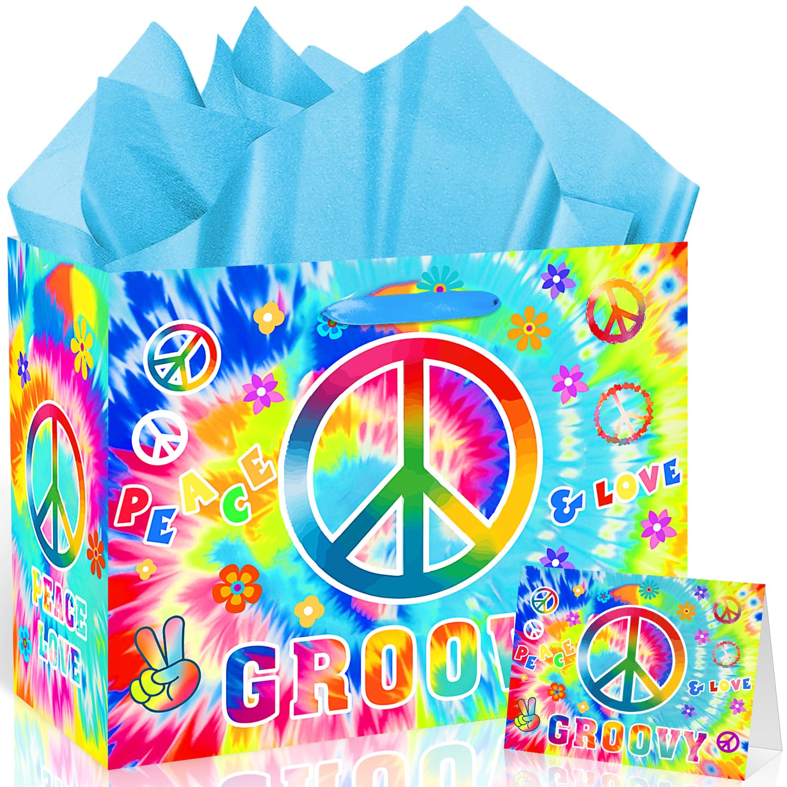 Amazon.com: Groovy Gift Bag Retro Hippie Birthday Gift Bag with ...