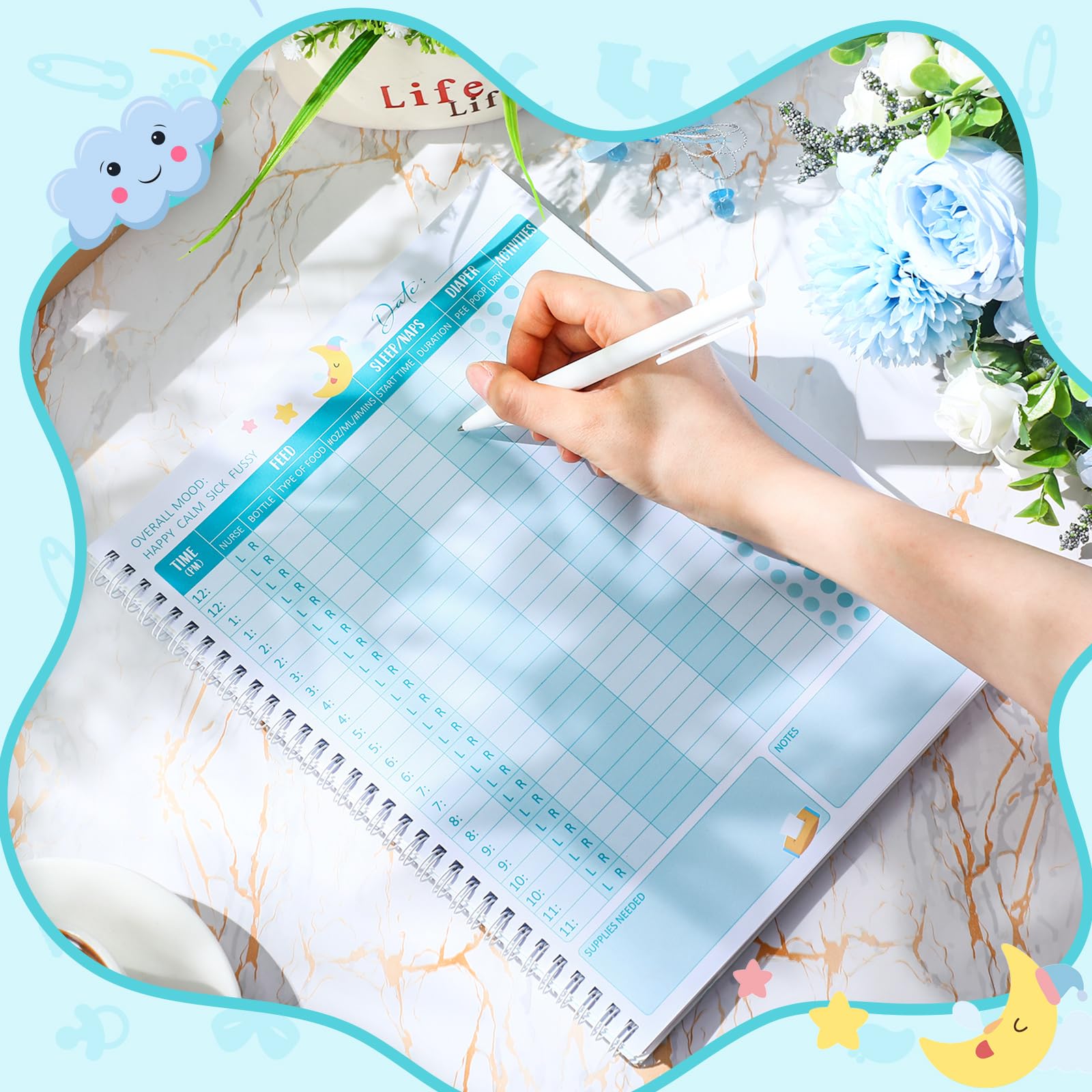 Snapklik.com : Pasimy Baby Daily Log Book For Newborns Baby Feeding Track Log Journal And ...