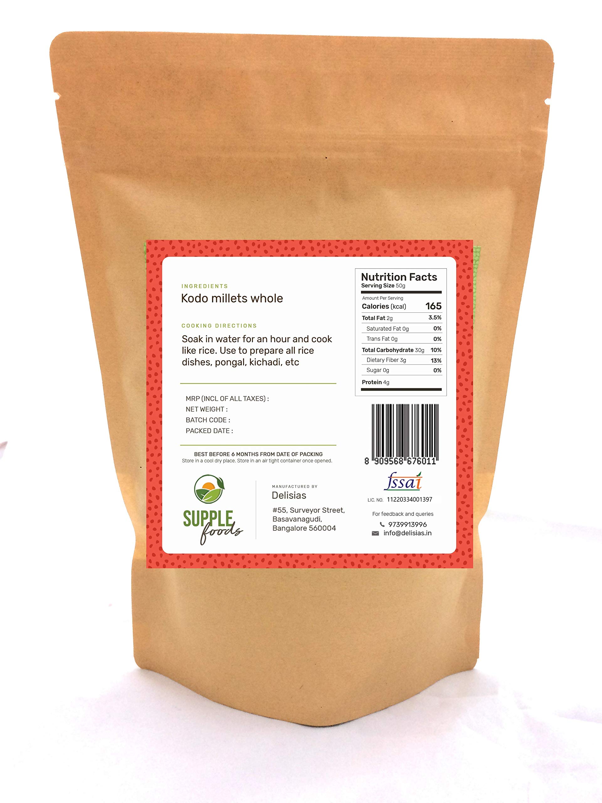 SUPPLE foods Kodo Millet Siridhanya Millets Organic Food Grains Pack1 ...