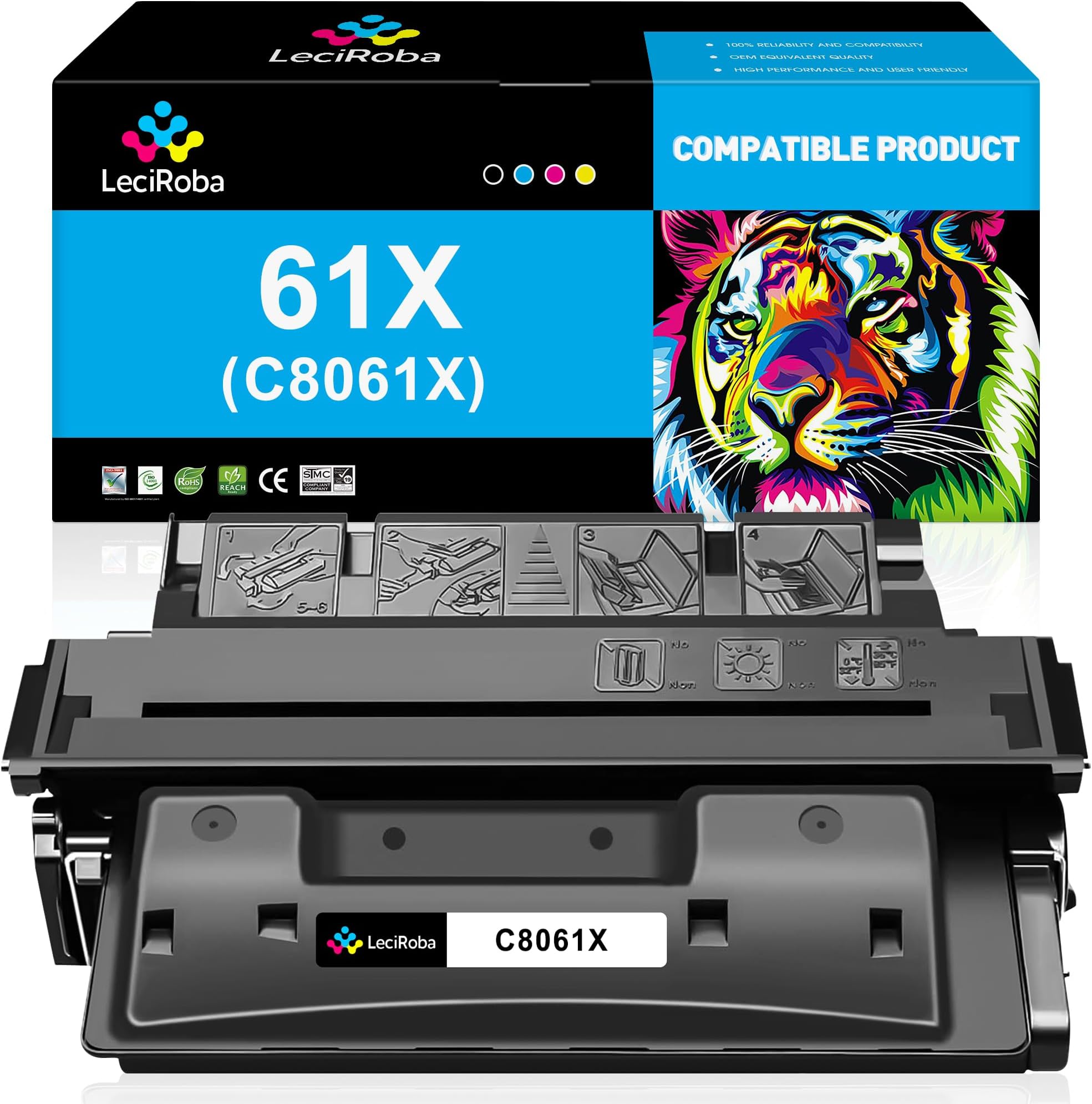 Amazon.com: LeciRoba Compatible 61X C8061X Toner Cartridge Replacement ...