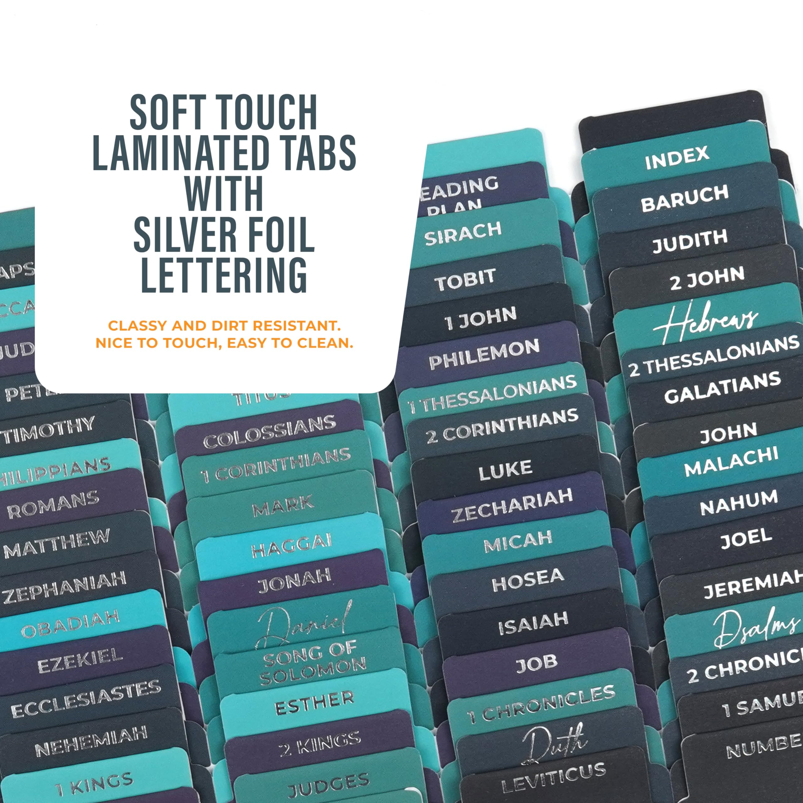 Snapklik.com : Bible Book Tabs, 100 Silver, Soft-Touch, Laminated Bible ...