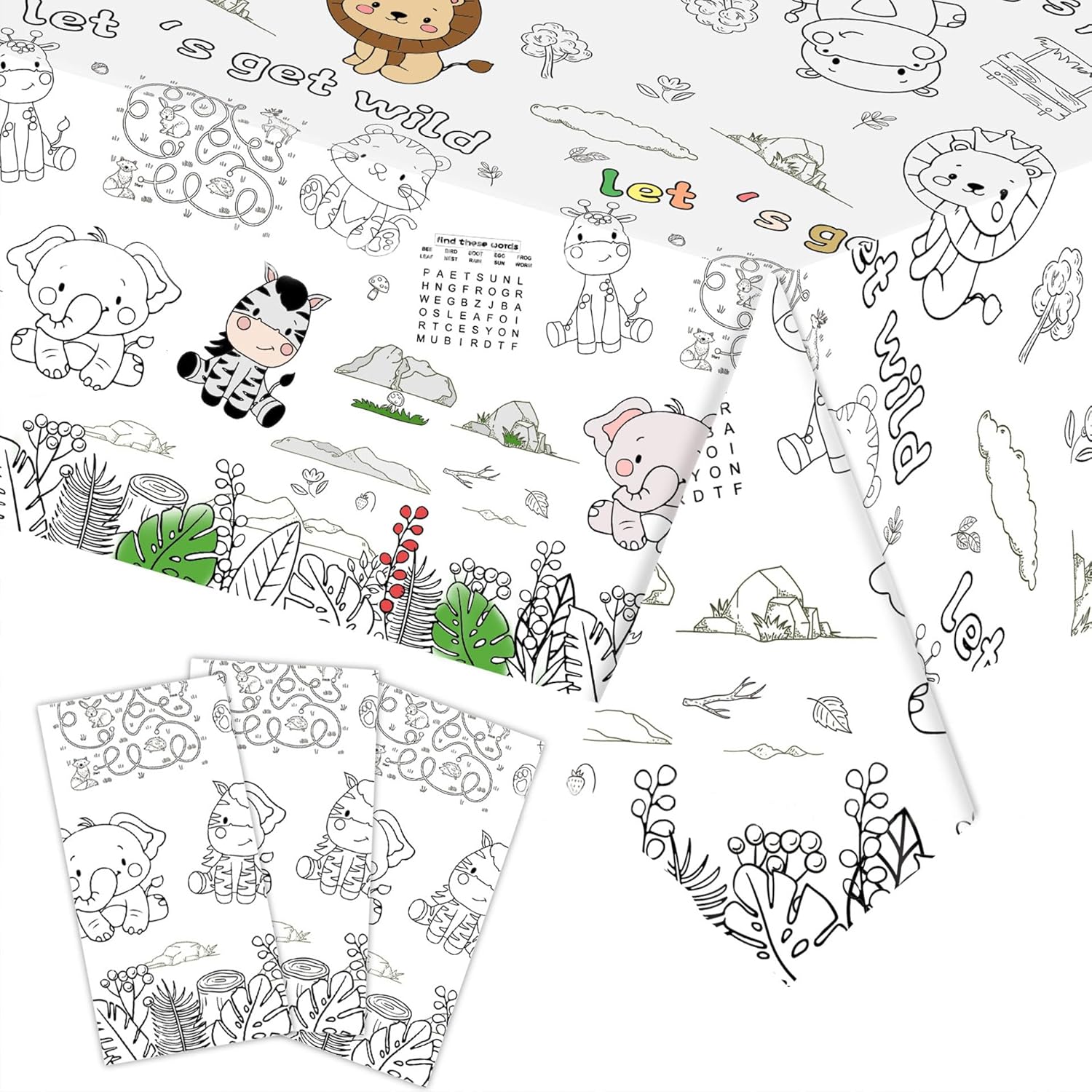 Amazon.com: Hahamatel Safari Jungle Animals Theme Kids Coloring Paper ...