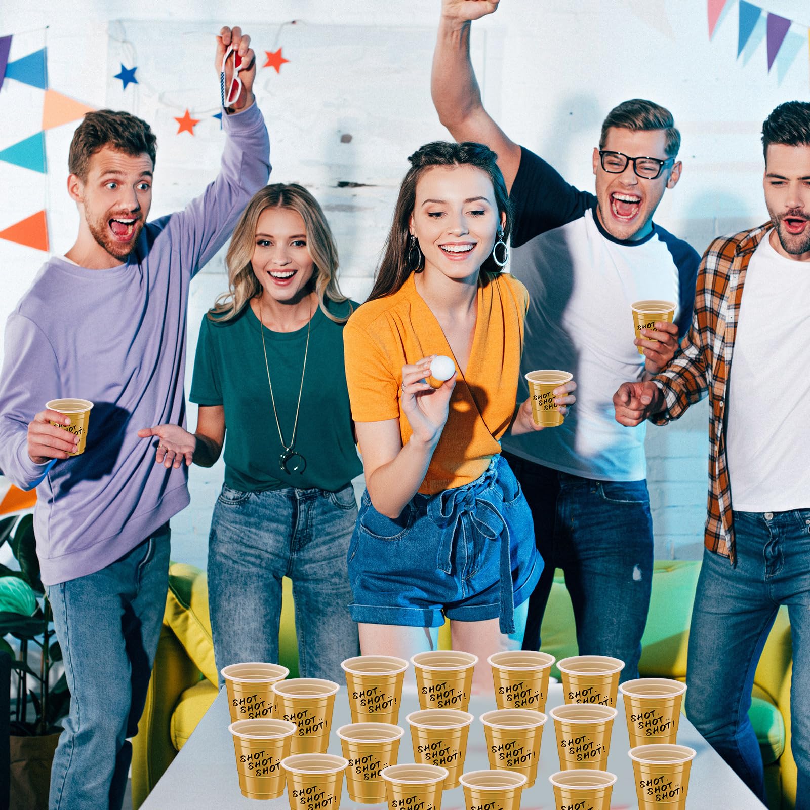 Snapklik.com : Cssopenss 120 Pcs Gold Plastic Shot Glasses Shot Cups ...