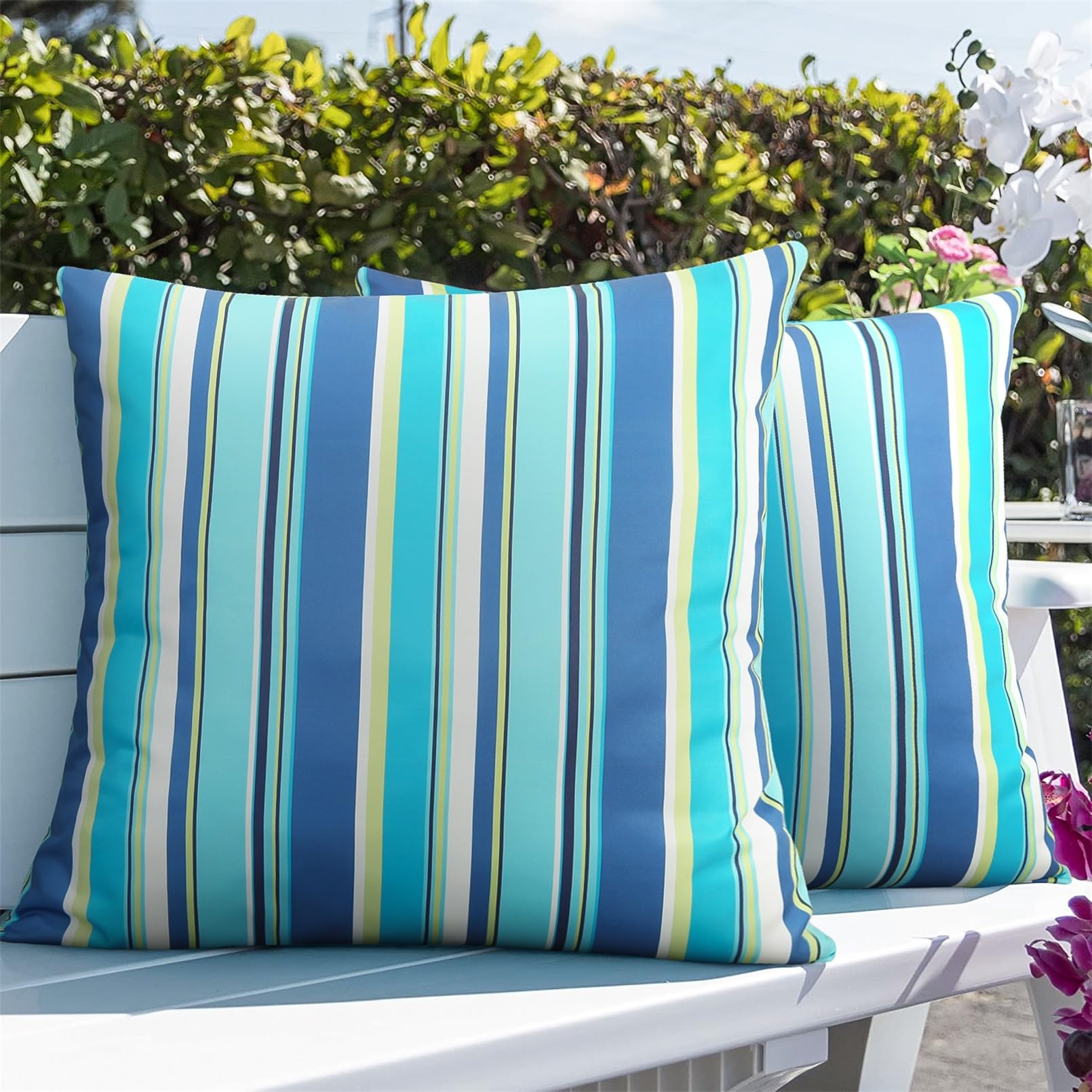 Amazon.com: Adabana Blue Outdoor Waterproof Throw Pillow Covers 18x18 ...