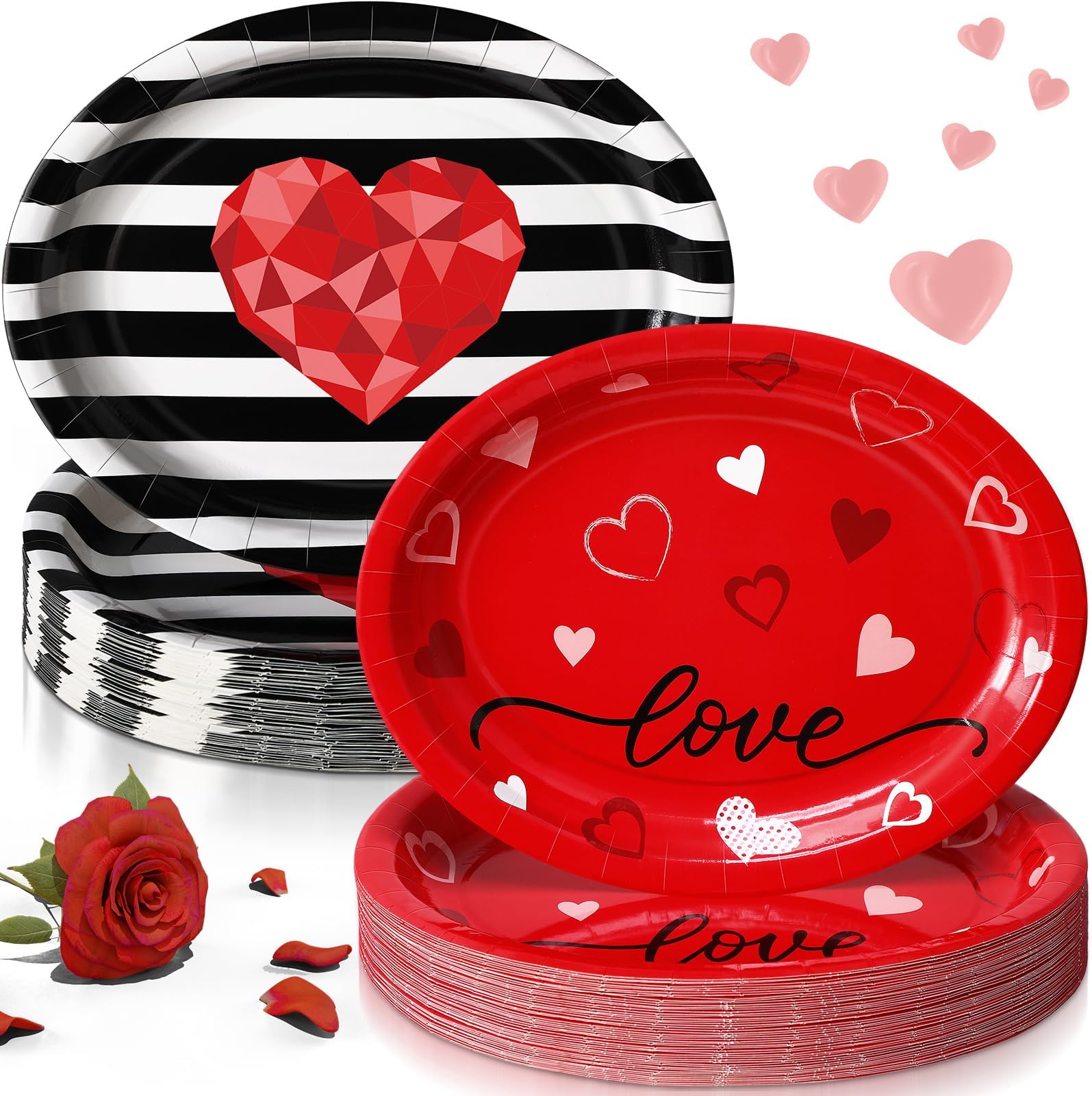Amazon.com: AimFun 50Pcs Conversation Heart Oval Paper Plates Valentine ...