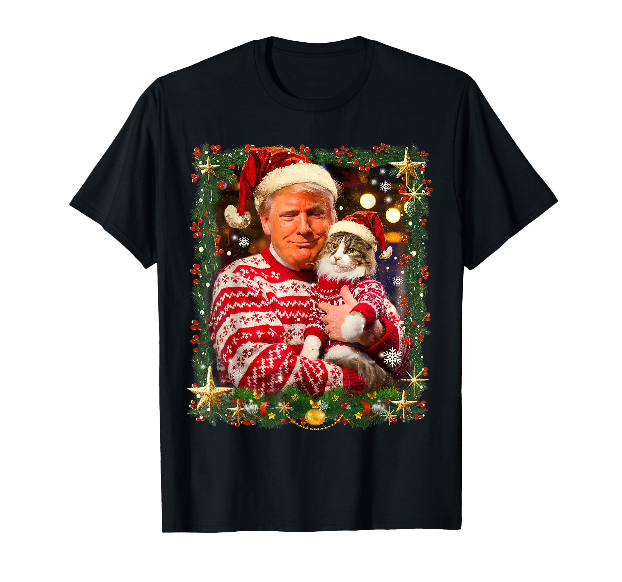 Amazon.com: Funny Trump Christmas Sweater for Cat Lovers Xmas Pajamas T ...