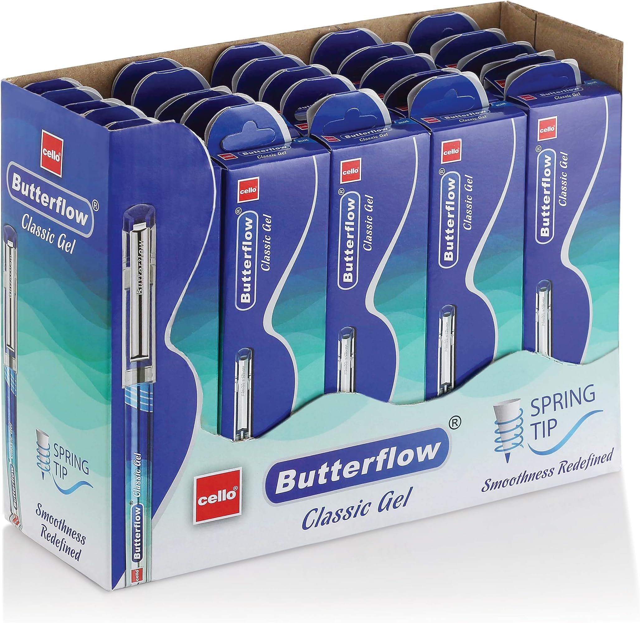 Cello Butterflow Classic Gel Pen Set | Pack of 25 Gel Pens | 25 Blue ...