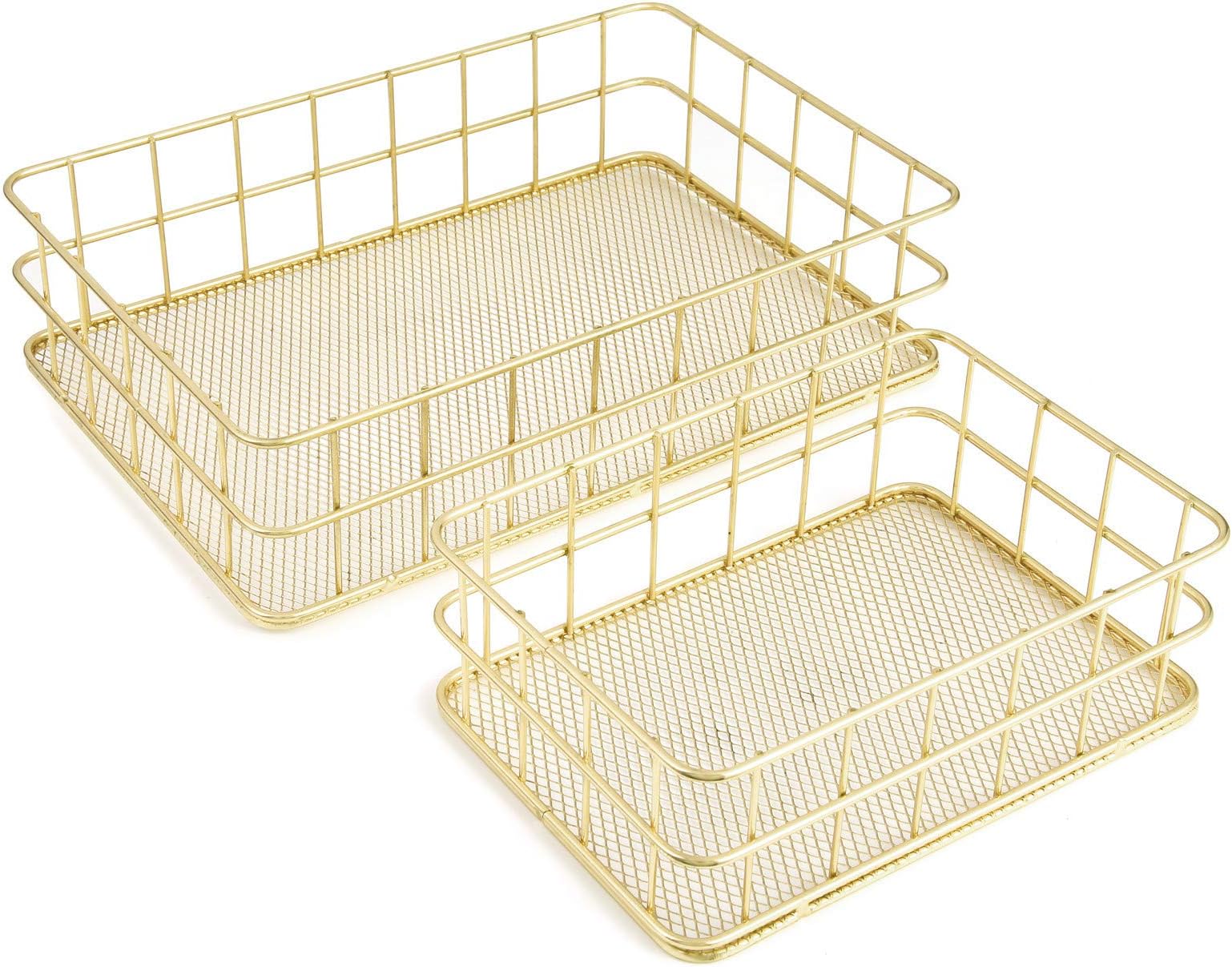 Amazon.com: GYY Gold Desktop Metal Storage Basket Storage Box Iron Grid ...