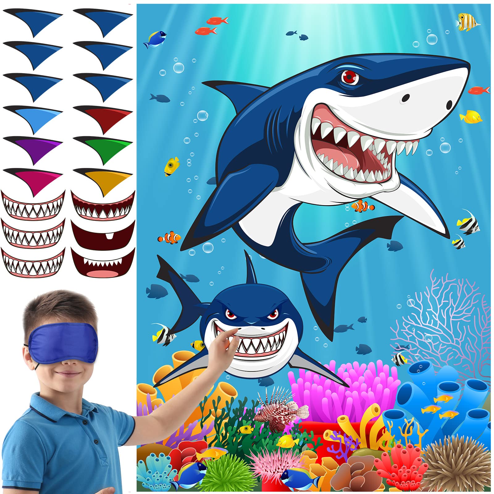 Buy Shark Party Games, Pin The Fin and Teeth on Shark Under The Sea ...