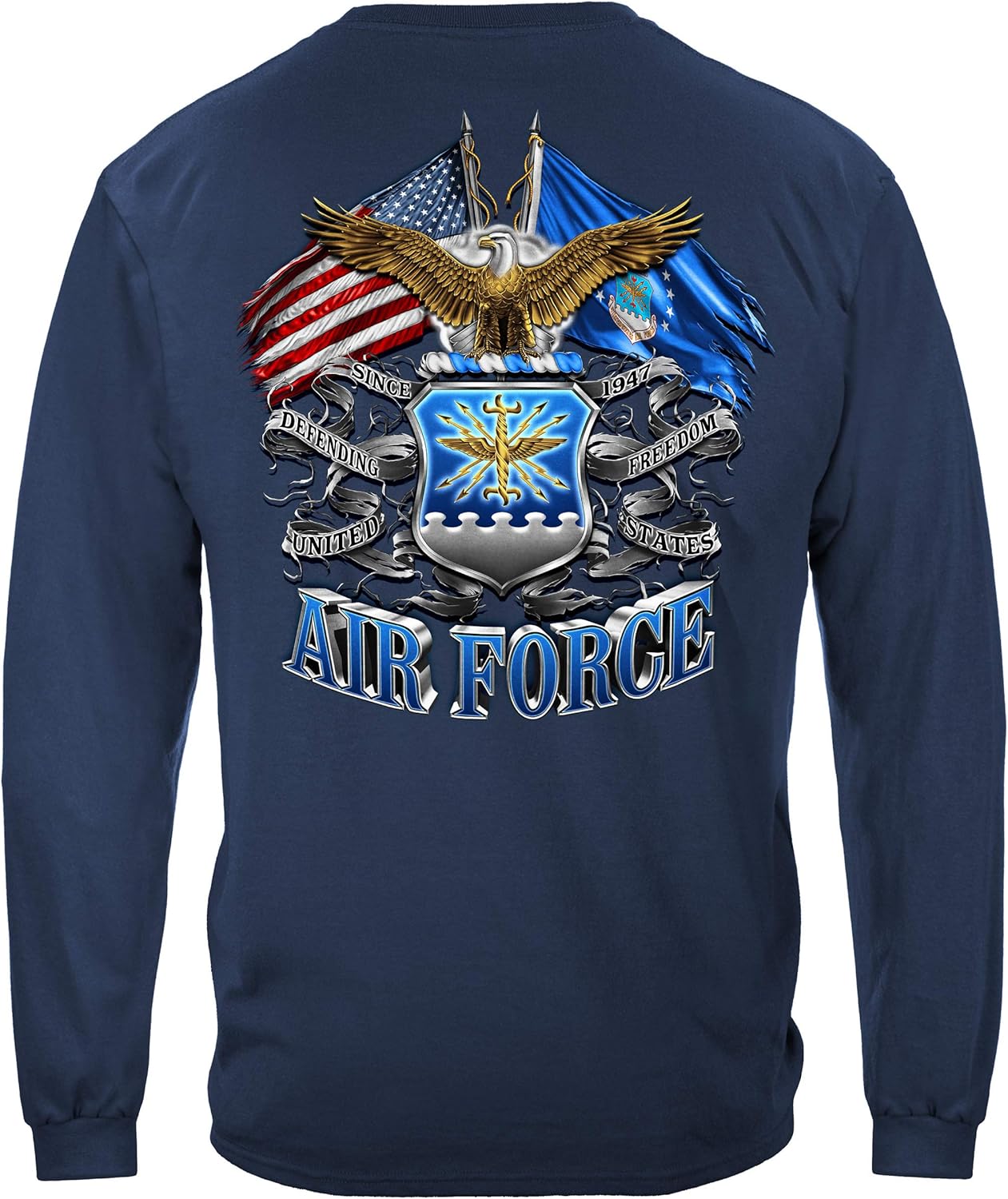 Amazon.com: Erazor Bits air Force Tshirt | Double Flag Air Force Long ...