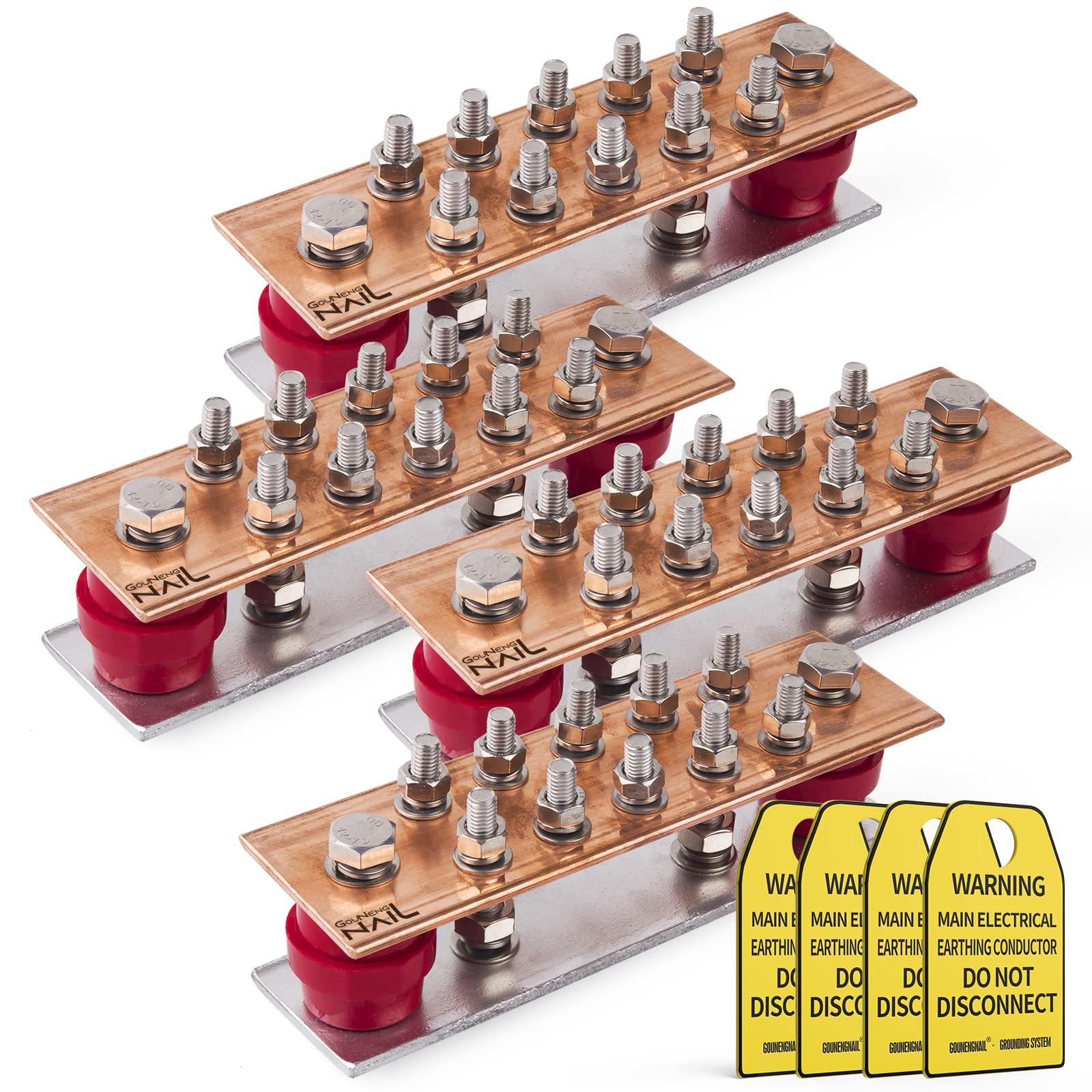 Snapklik.com : 4 Pack-.157" X 2.36" X 7.87" Copper Ground Bar Kit