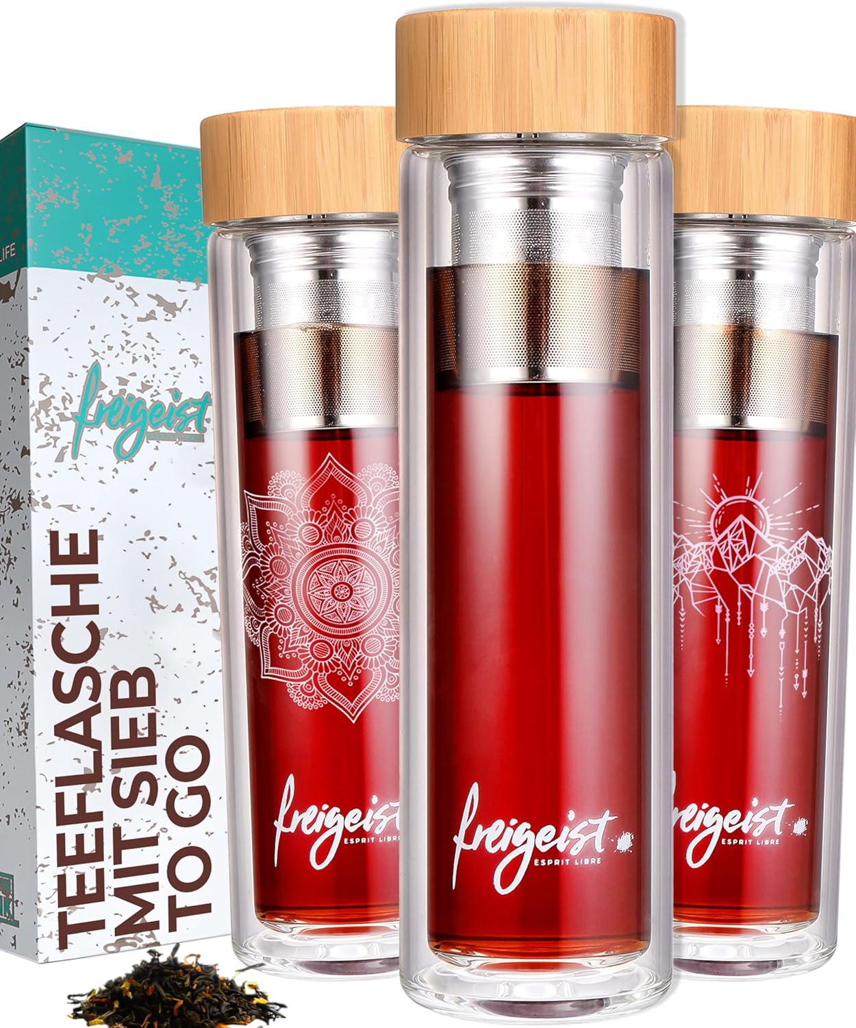 Teeflasche mit Sieb to go 500ml - attraktive Tee Flasche | Teekanne to ...