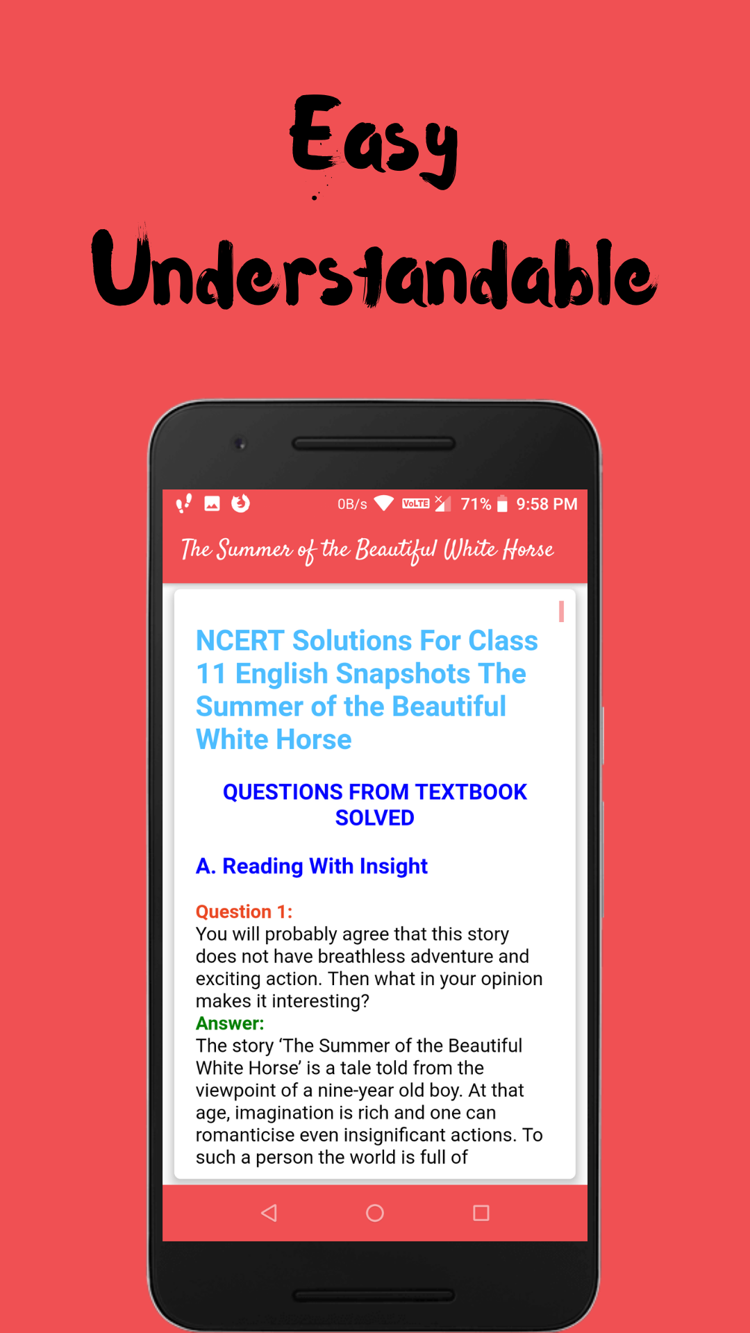 Class 11 English Snapshot NCERT Solutions - App on Amazon Appstore