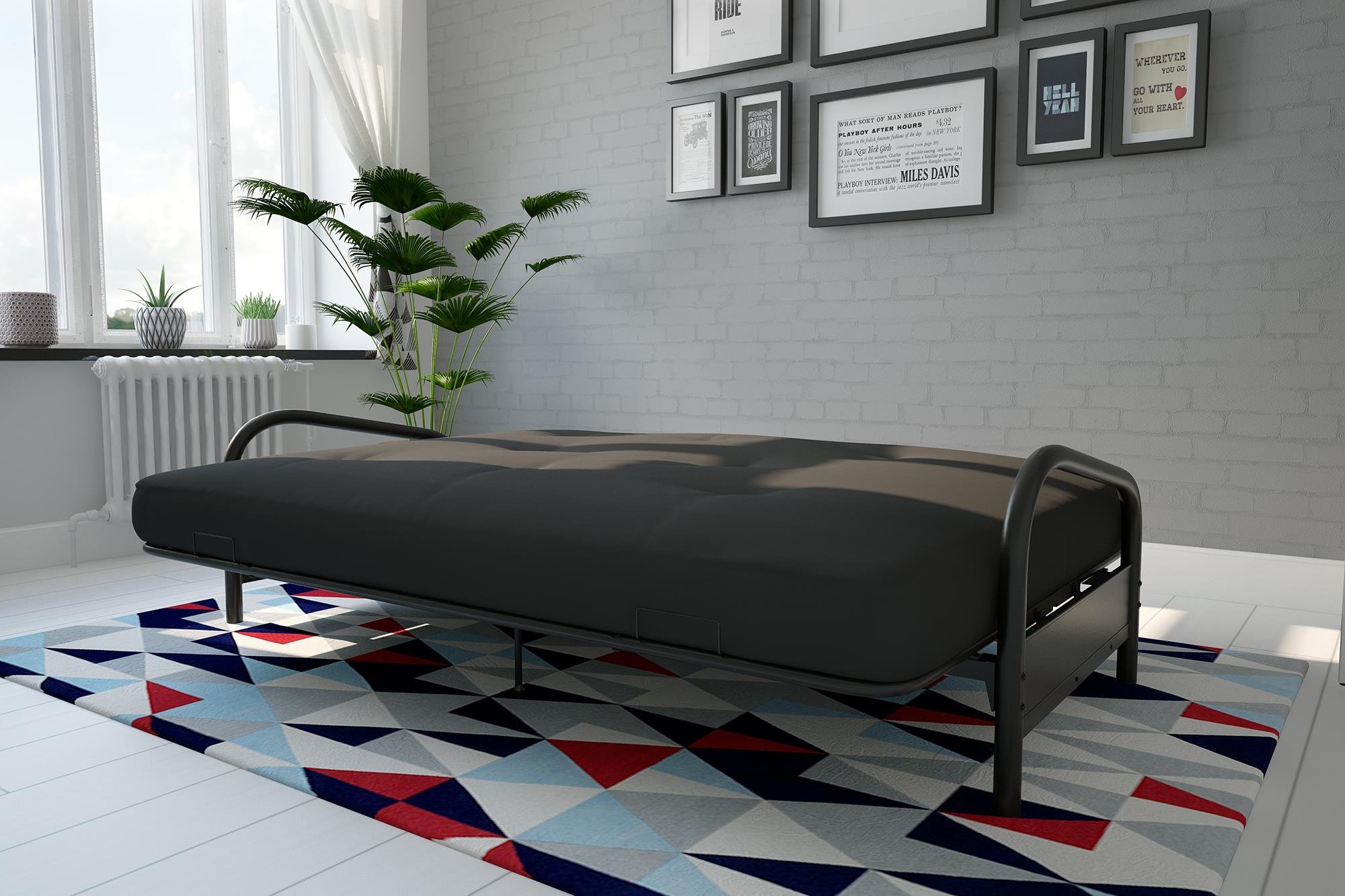 Metal Futon Frame Parts Metal Futon With Wood Arms – DHP Furniture