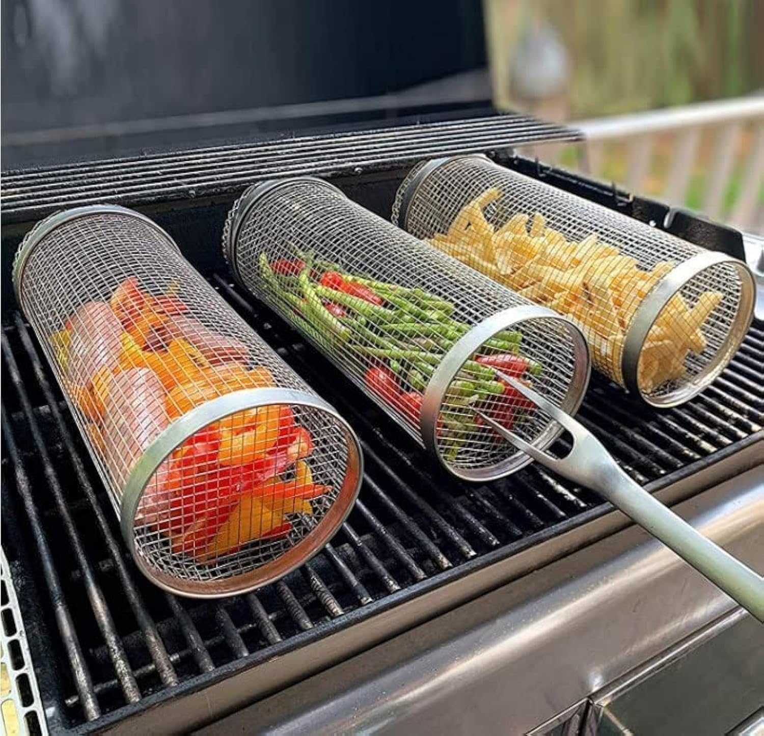 Amazon.com: BBQ Creative Rolling Grilling Basket, 11.8in Versatile ...