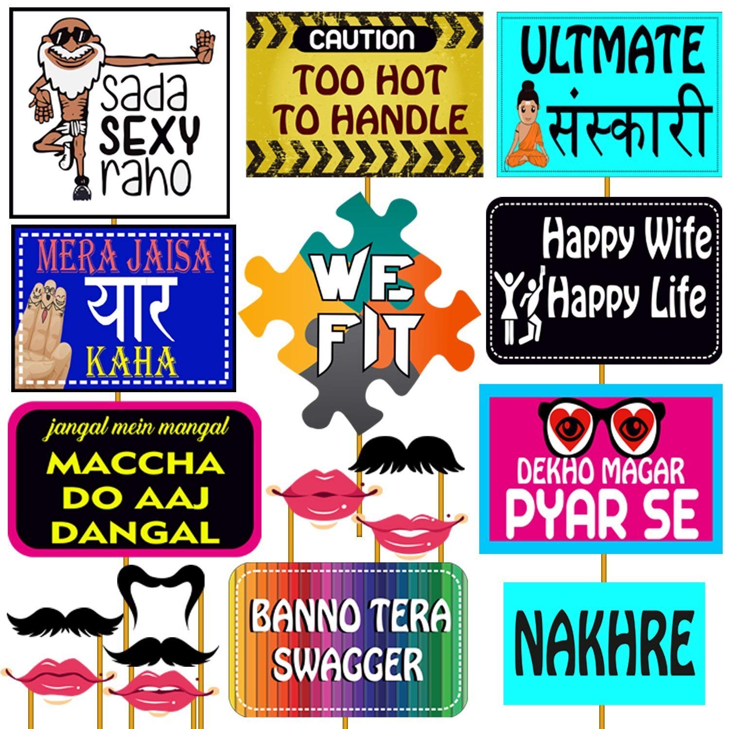 Party Propz Wedding Haldi Props for Bride and Family, pre Wedding Props ...