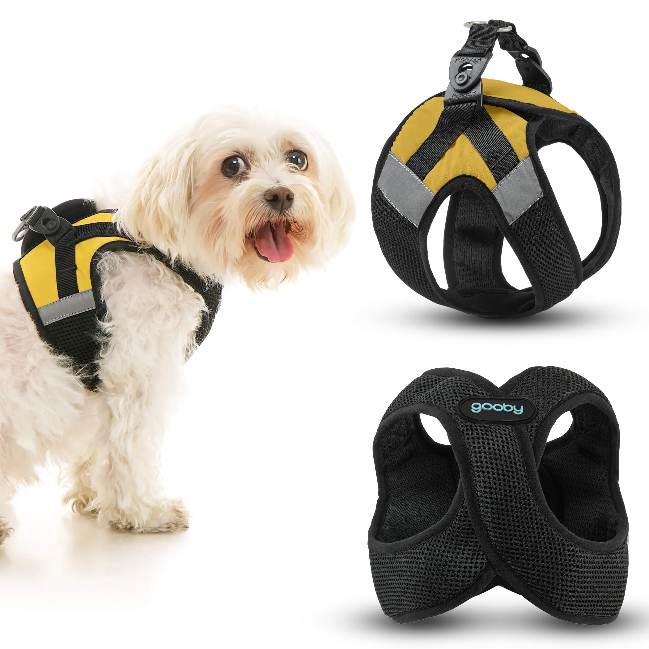 Snapklik.com : Gooby Soft Mesh X Step In Dog Harness - Yellow