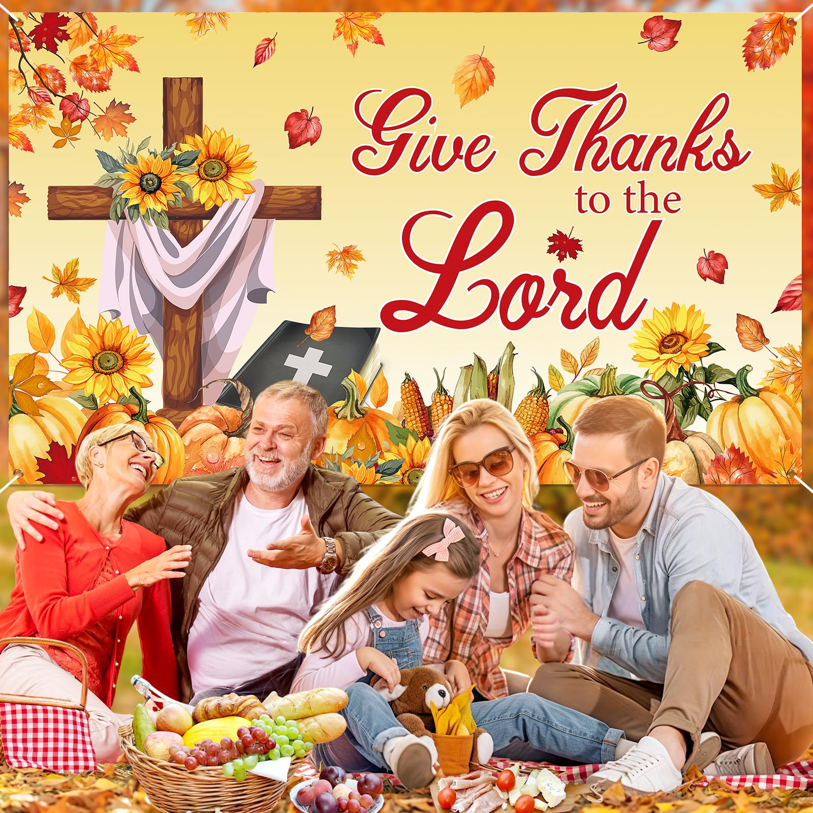Snapklik.com : Thanksgiving Fall Jesus Backdrop Give Thanks To The Lord ...
