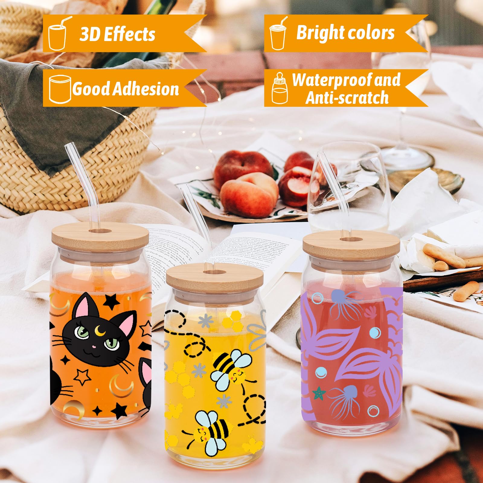 Snapklik.com : UV DTF Cup Wraps For 16 Oz Glass Cups, 10 Sheets Cup ...
