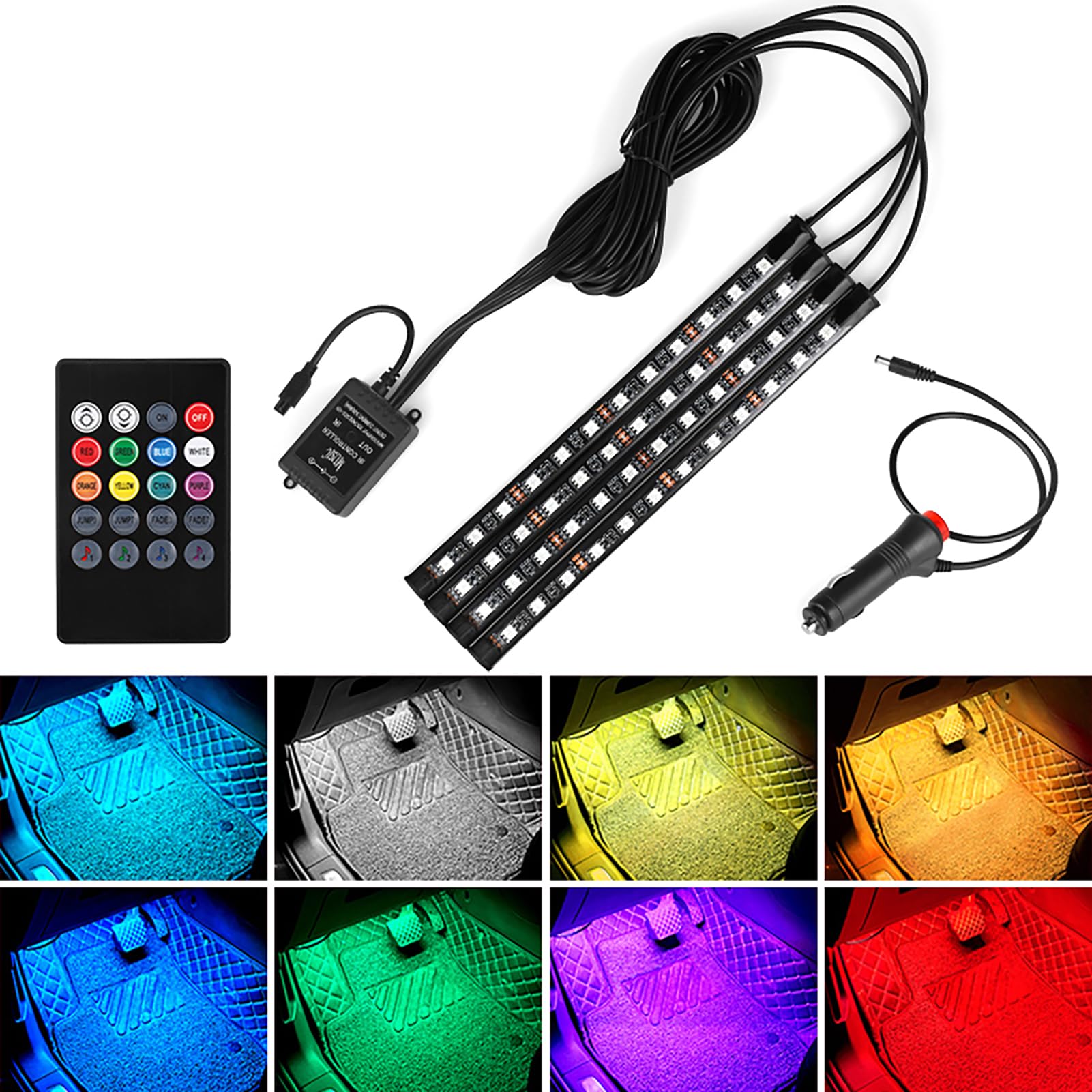 Amazon.com: Jdckehla Car LED Strip Lights, 48 LED Interior Lights, DC ...