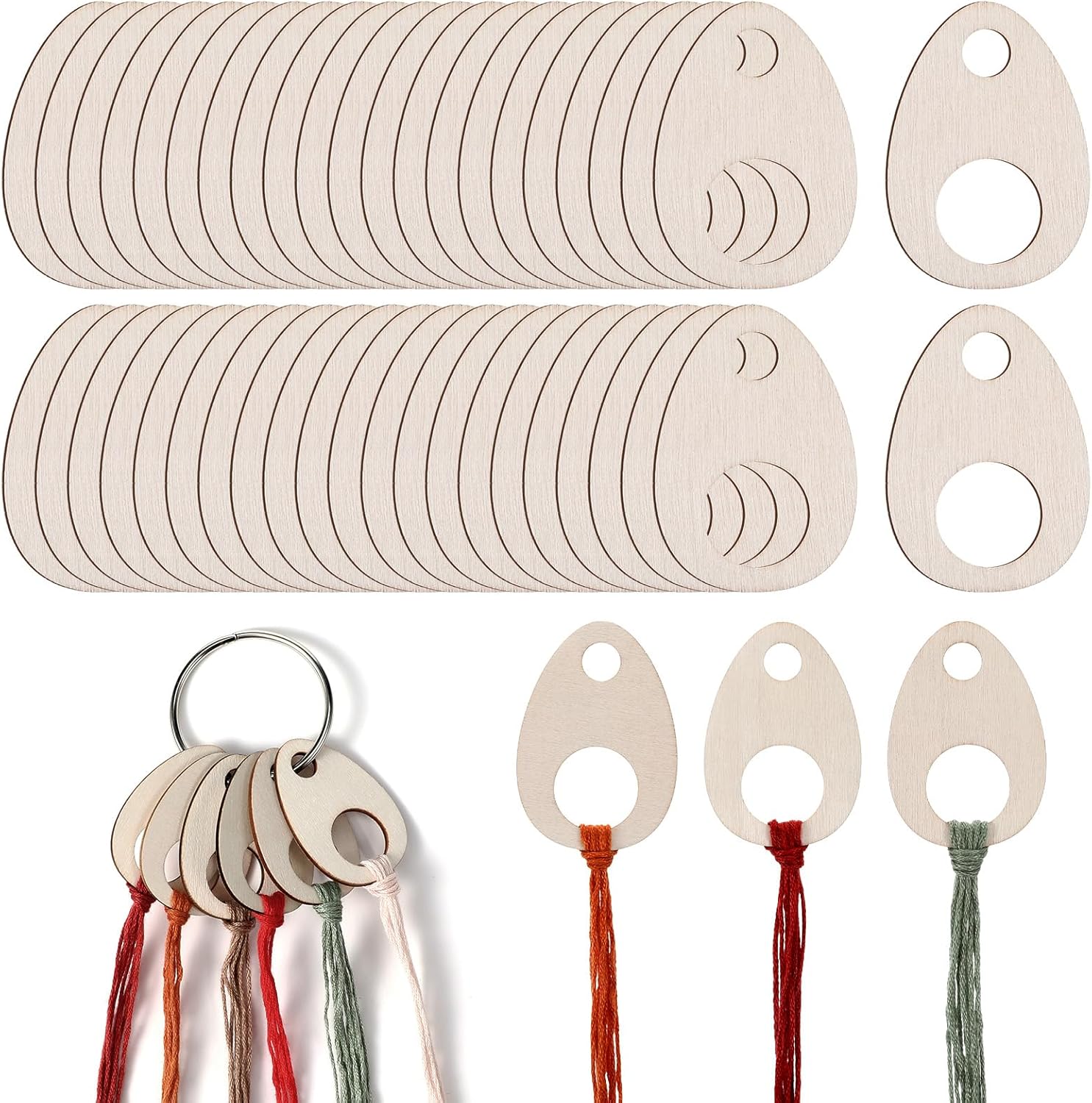 Amazon.com: 100 PCS Wood Thread Drops, 2x1.5 Inch Wood Teardrop Bobbins ...