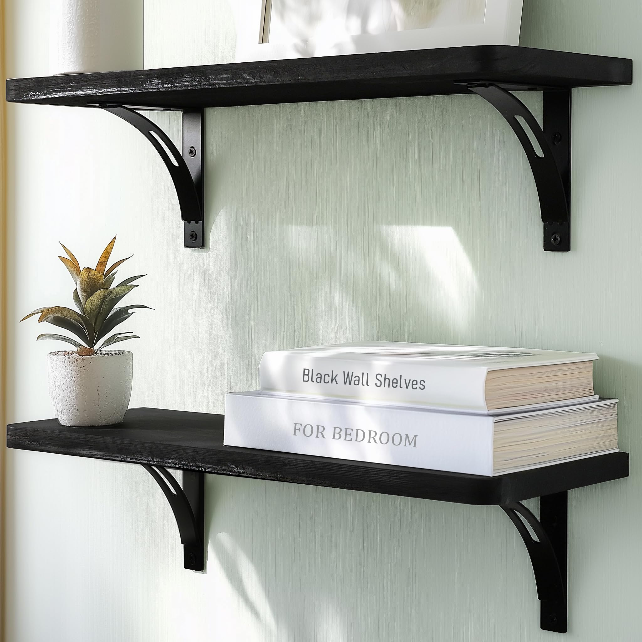 Amazon.com: Reinforced Steel Bracket Black Shelves for Bathroom Wall ...