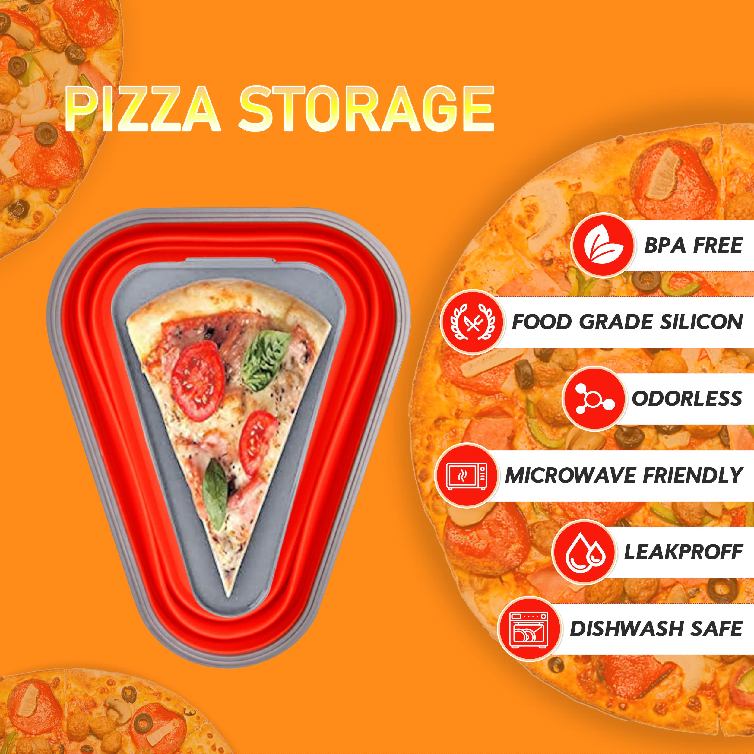 Bienlavie Pizza Storage Container with 5 Microwavable Serving New Trays ...