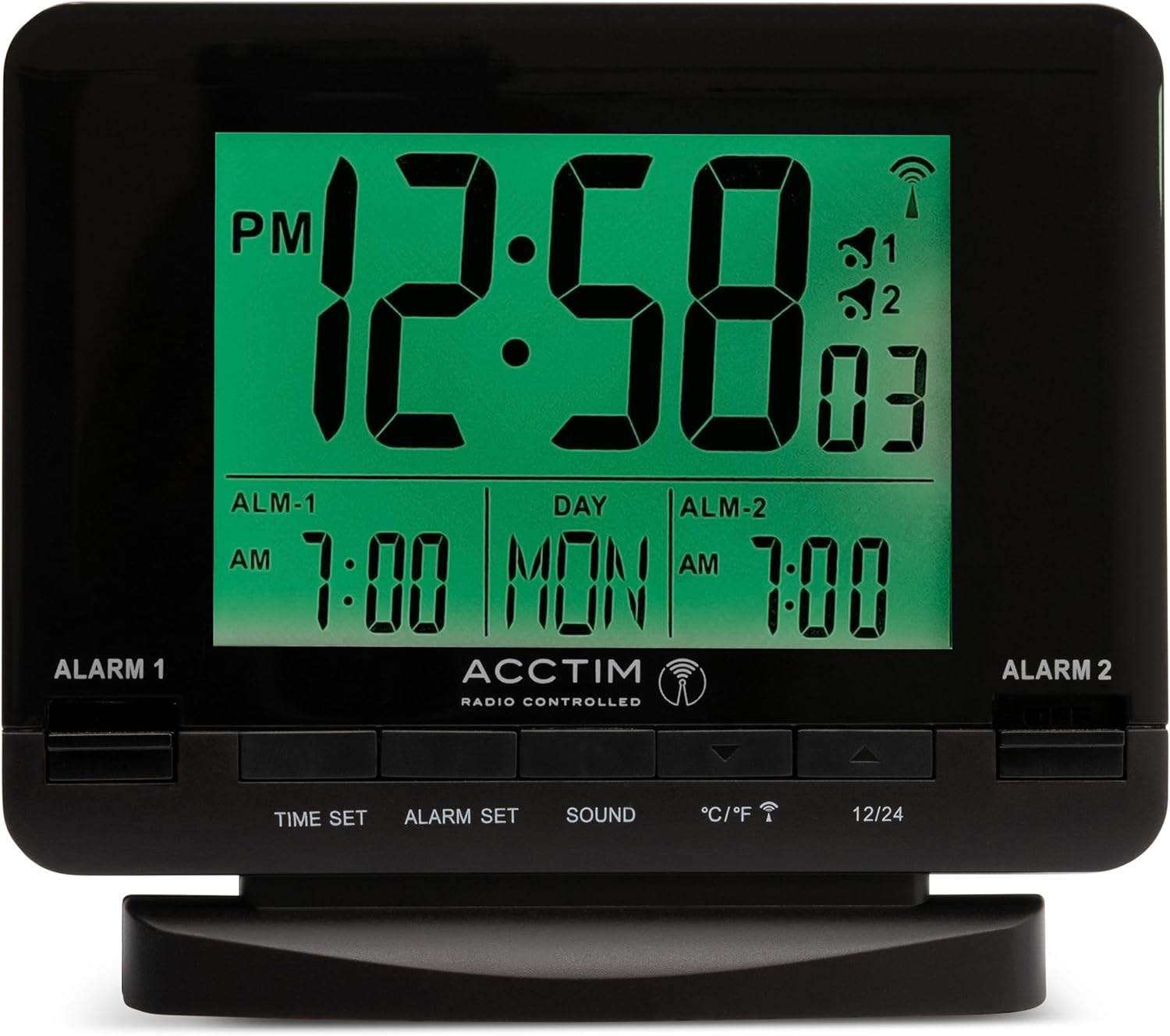 Acctim Delaware Digital Alarm Clock Radio Controlled Dual Couples Alarm ...