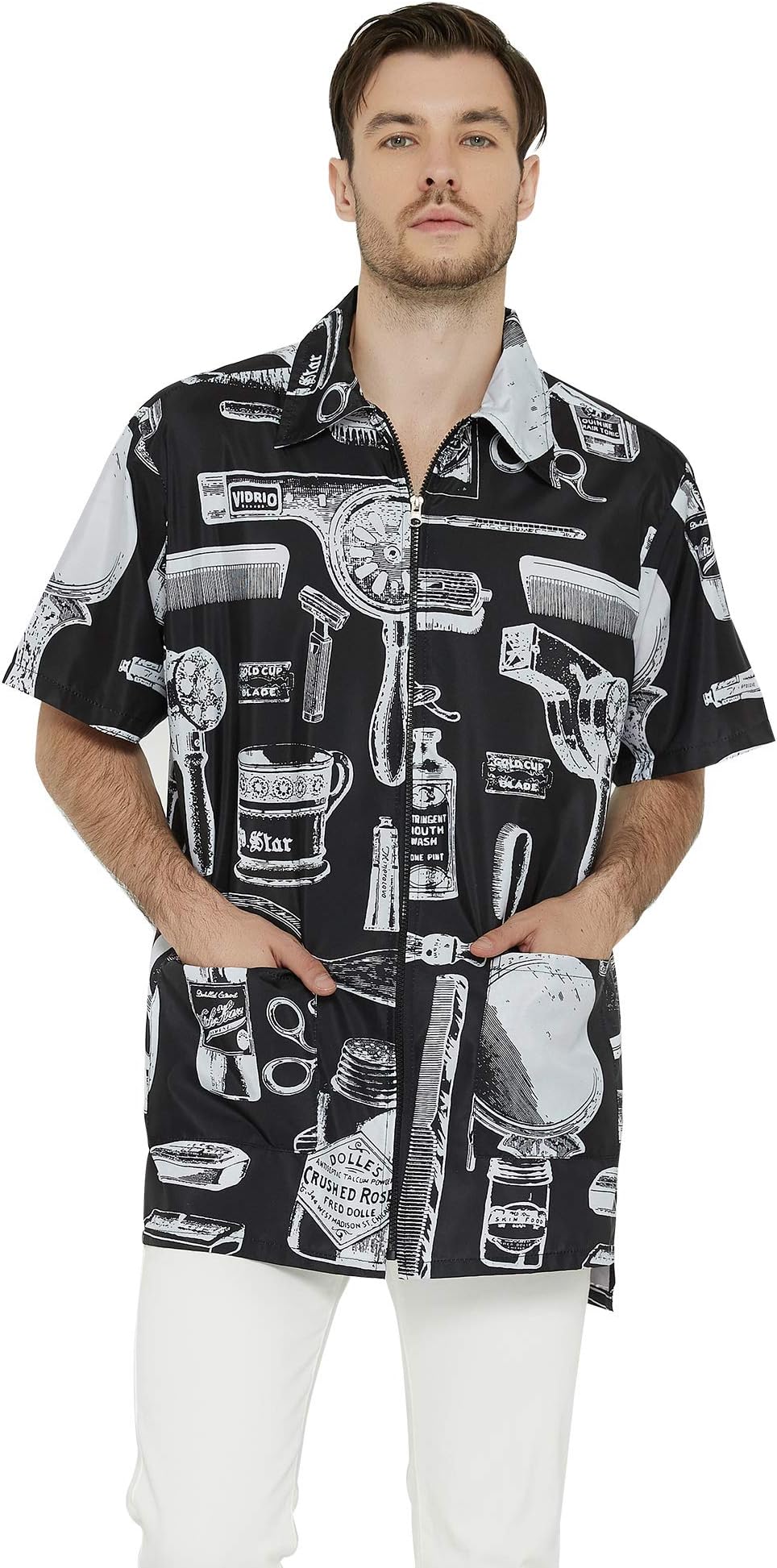 Amazon.com: PERFEHAIR Barber Jacket for Men, Hair Stylist Grooming ...