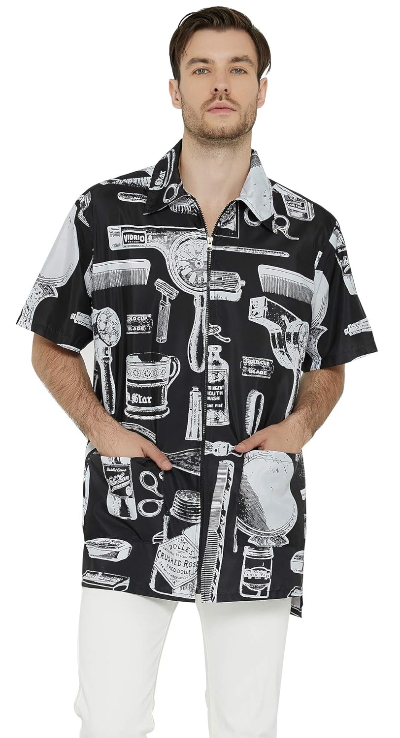 Amazon.com: PERFEHAIR Barber Jacket for Men, Hair Stylist Grooming ...