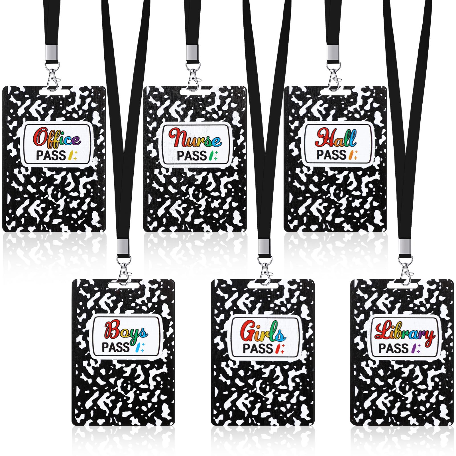 Amazon.com: Sabary 6 Sets Hall Pass Lanyards and School Passes Set ...