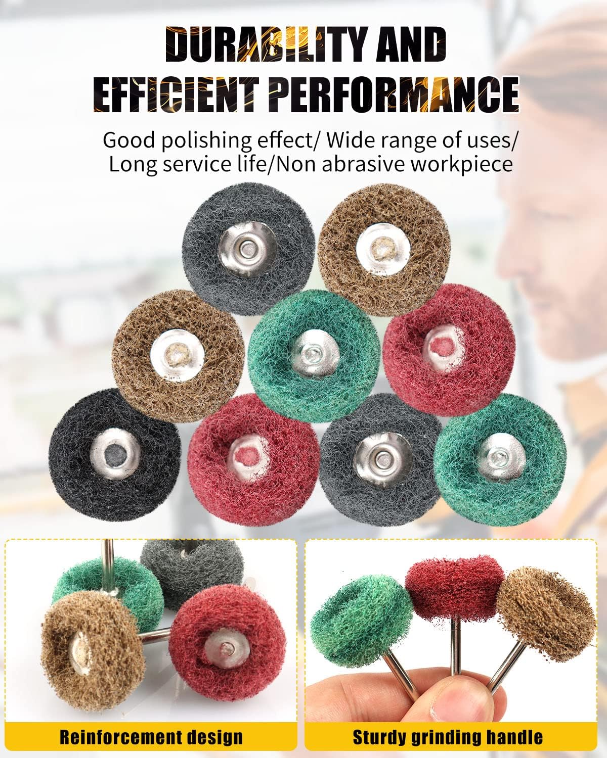 Snapklik.com : Rocaris 200 Pcs Abrasive Buffing Wheels, 1 Inch Abrasive ...