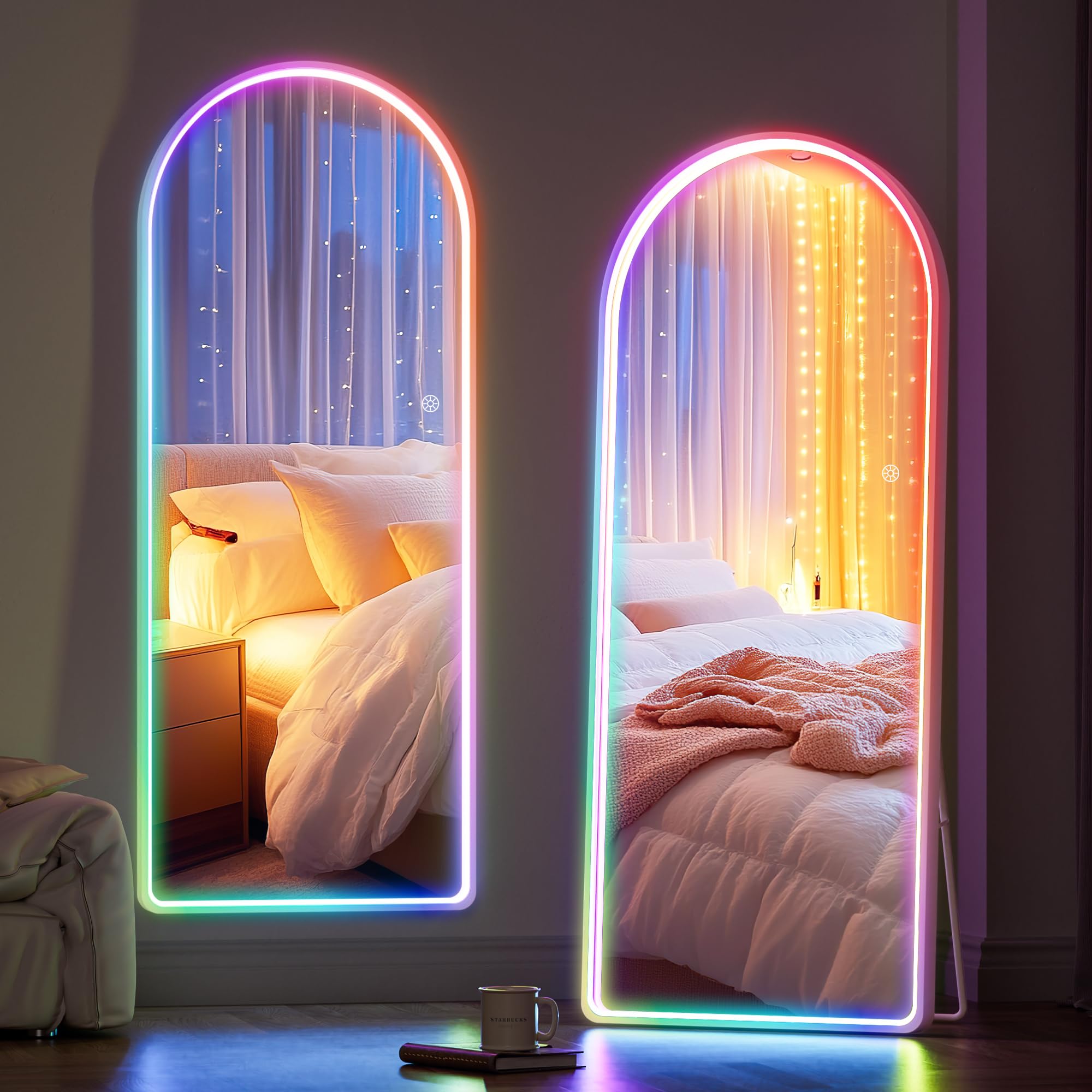 Amazon.com: Hasipu 55" X 18"RGB Full Length Mirror with Bluetooth, Arch ...