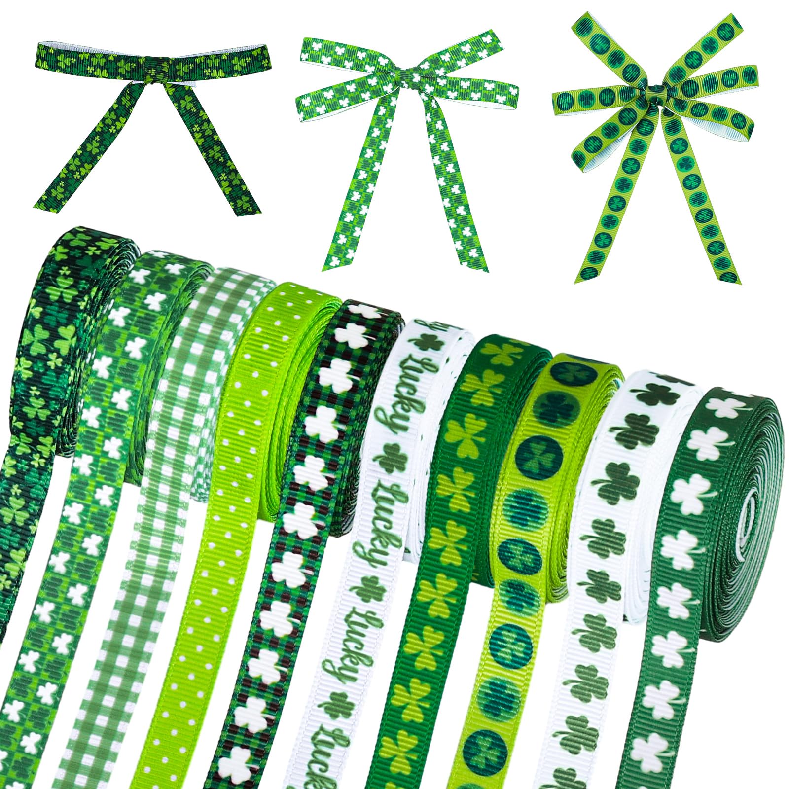 Amazon.com: Whaline 10 Rolls St. Patrick's Day Grosgrain Ribbon 50 ...