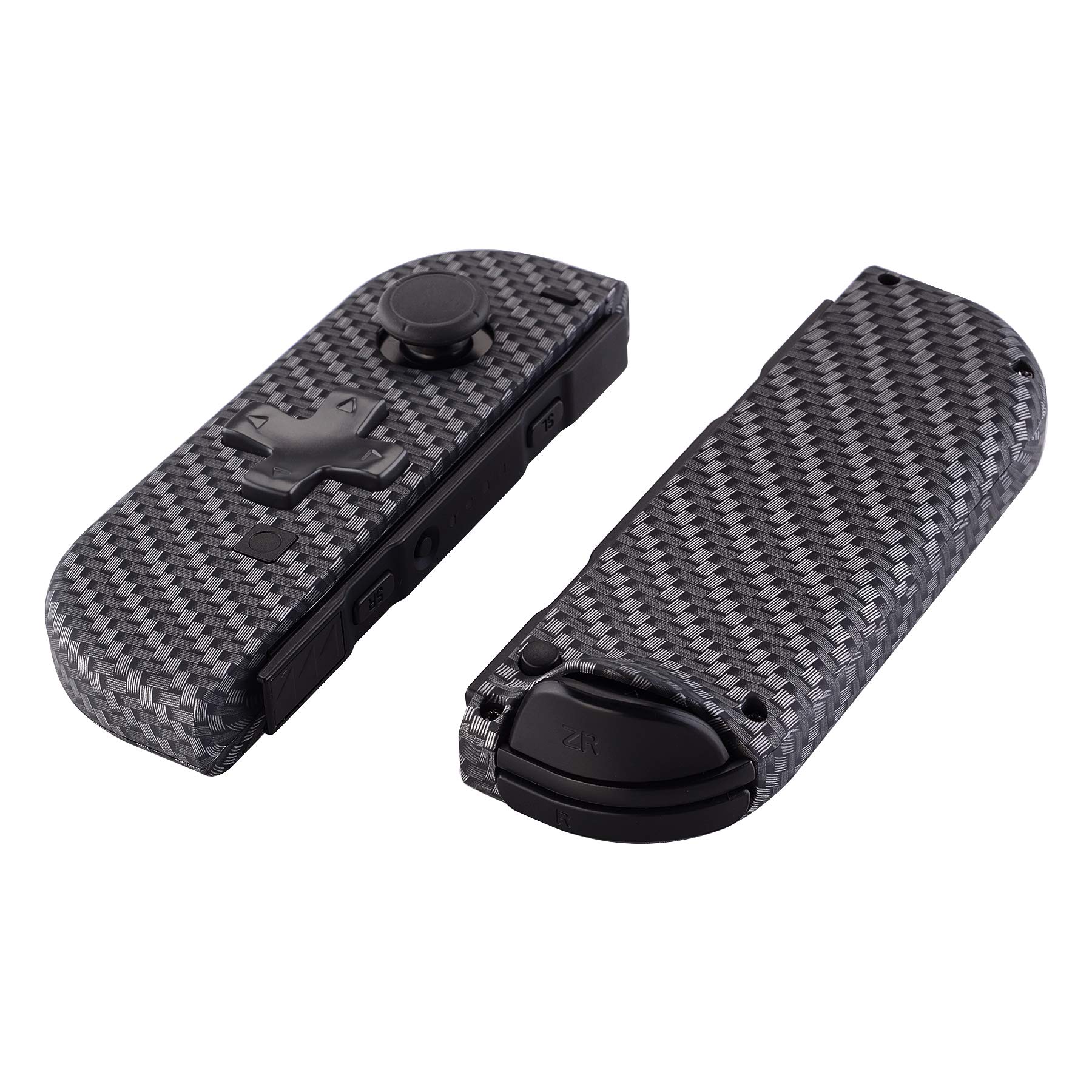 eXtremeRate Black Silver Carbon Fiber Joycon Handheld Controller Housing (D-Pad Version) w/Full ...