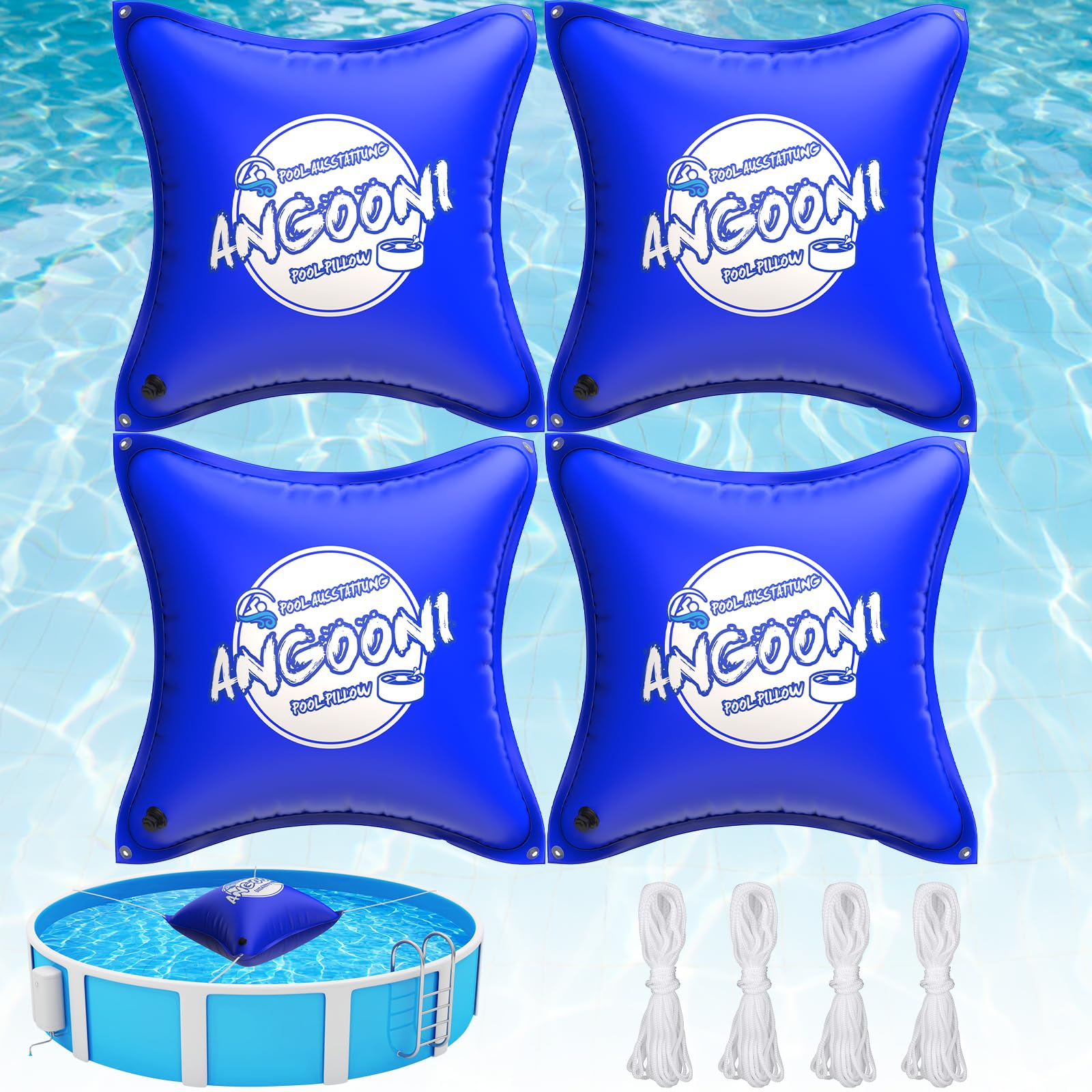 Amazon.com : Angooni (4 Pack) 4’x4’ Heavy-Duty Pool Pillow with 16x20ft ...