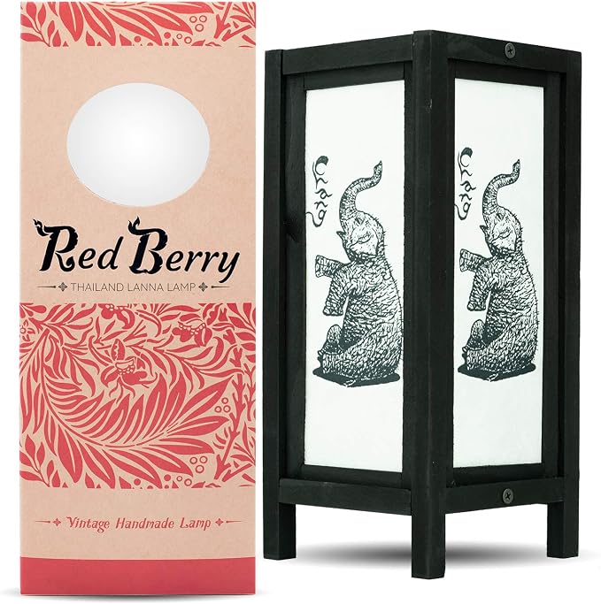 Amazon.com: Red Berry Bedside Japanese Lamp - Vintage Handmade Asian ...