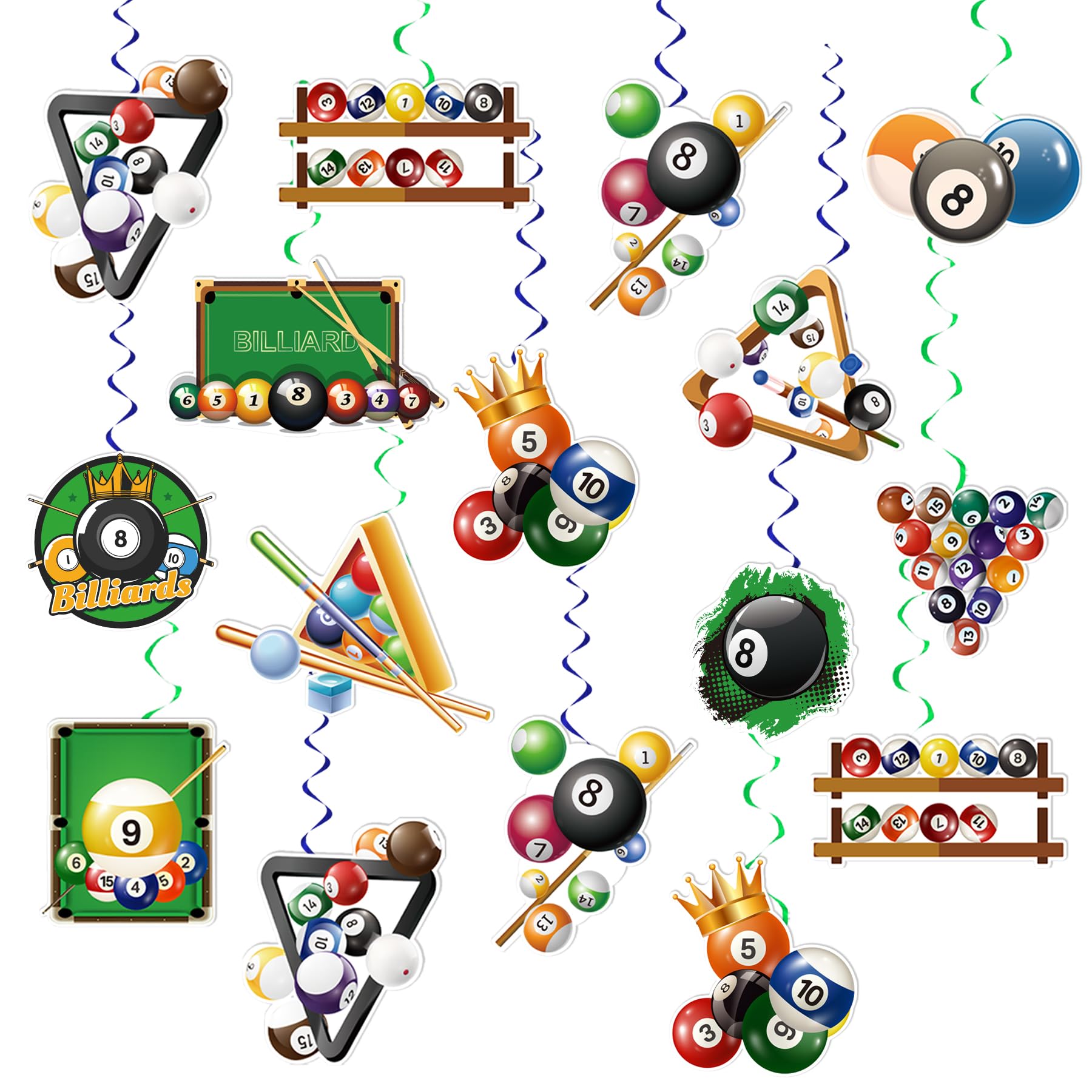 Amazon.com: 24 Pcs Billiards Hanging Decorations Billiard Hanging ...