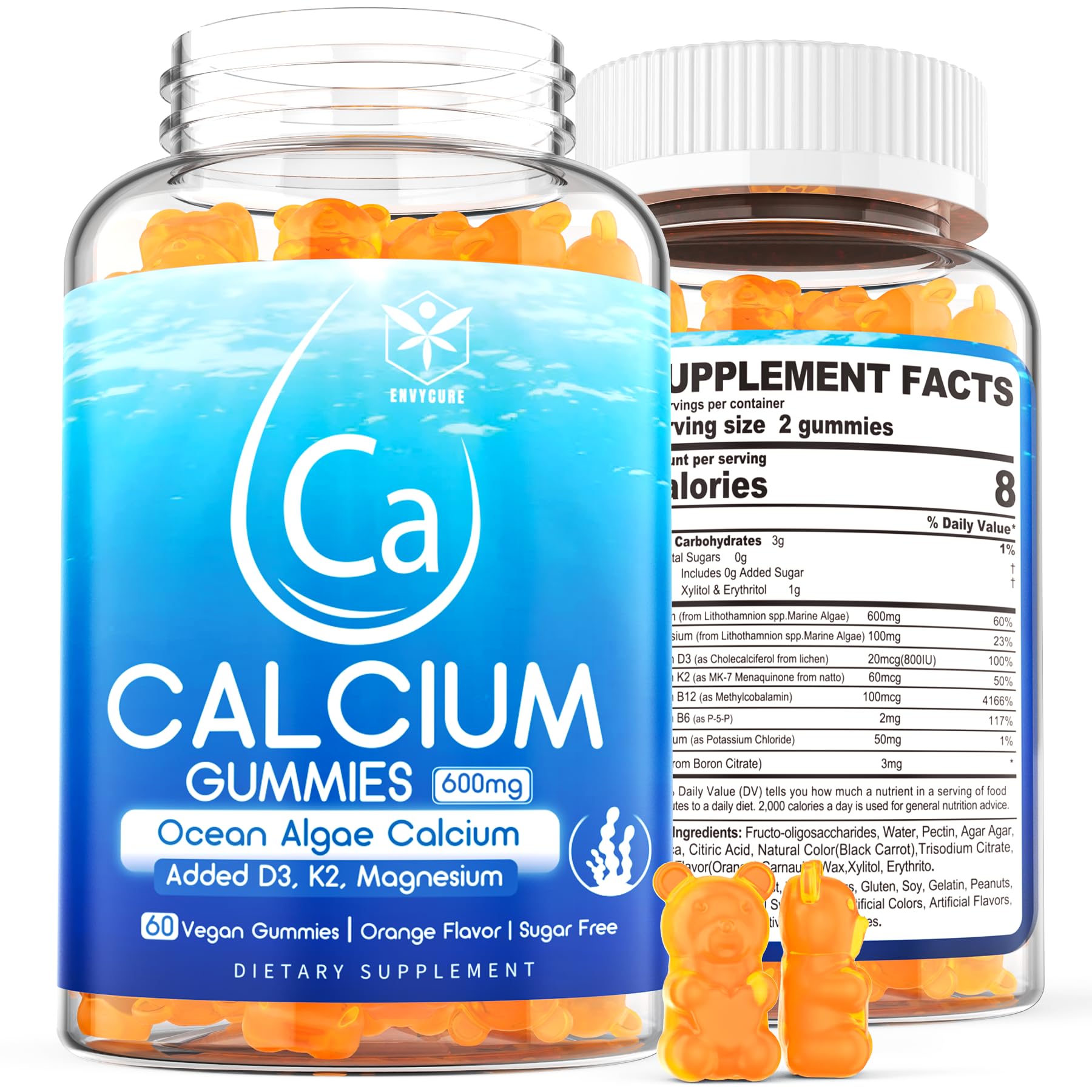 Snapklik.com : Envycure Sugar Free Calcium Gummies 600mg, Ocean Algae ...