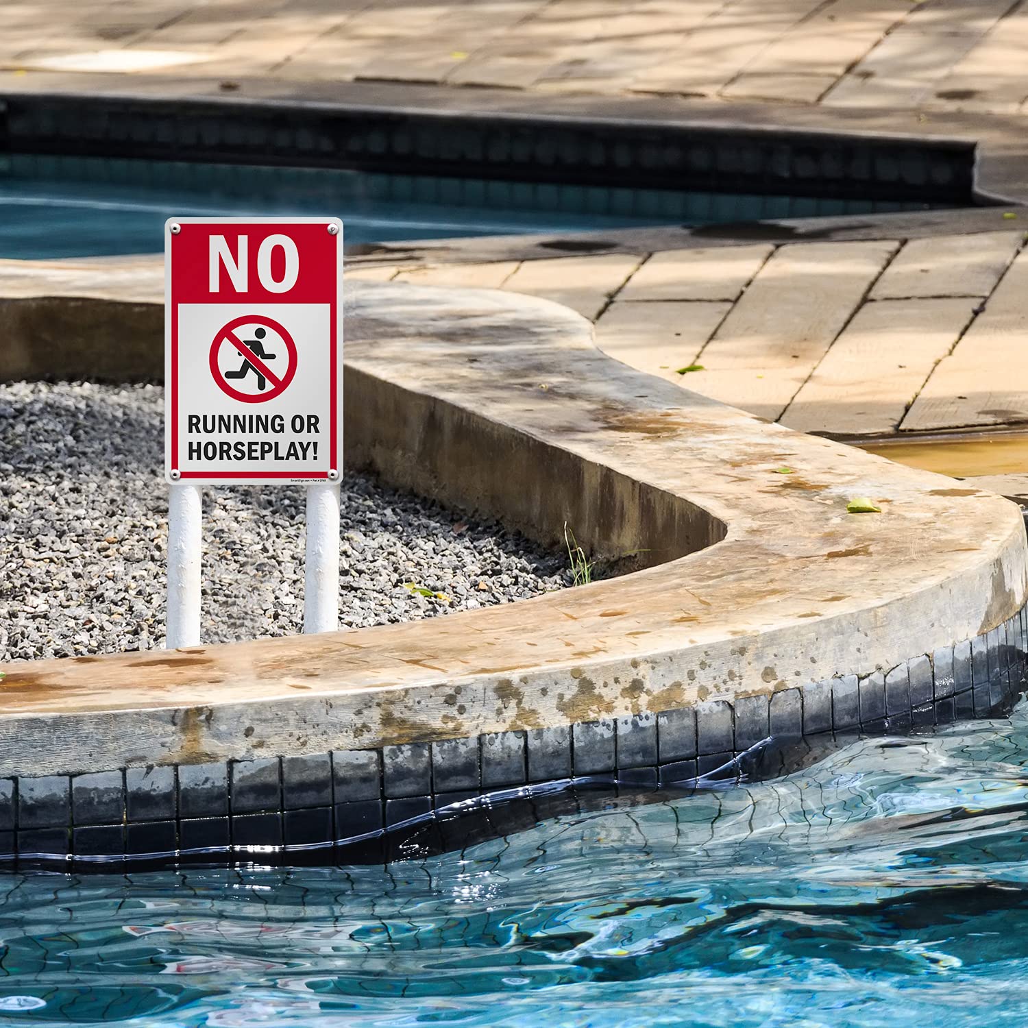 No Running Sign In Water