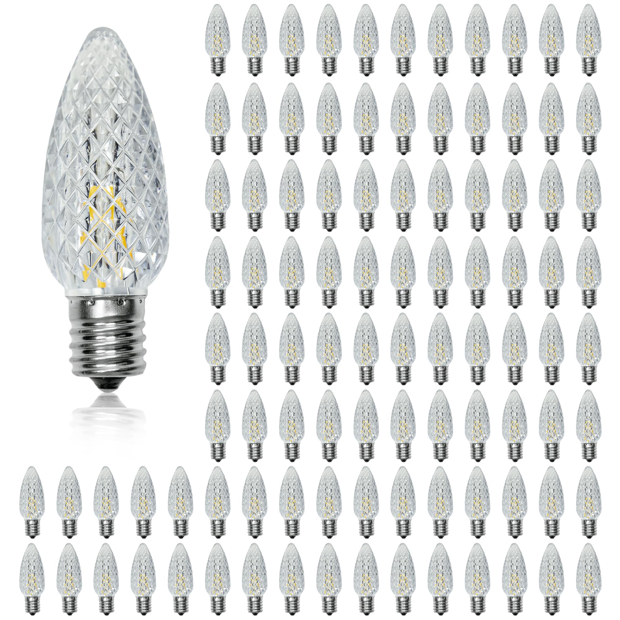 100 Pack C9 Christmas Lights LED Replacement Bulbs, Shatterproof ...